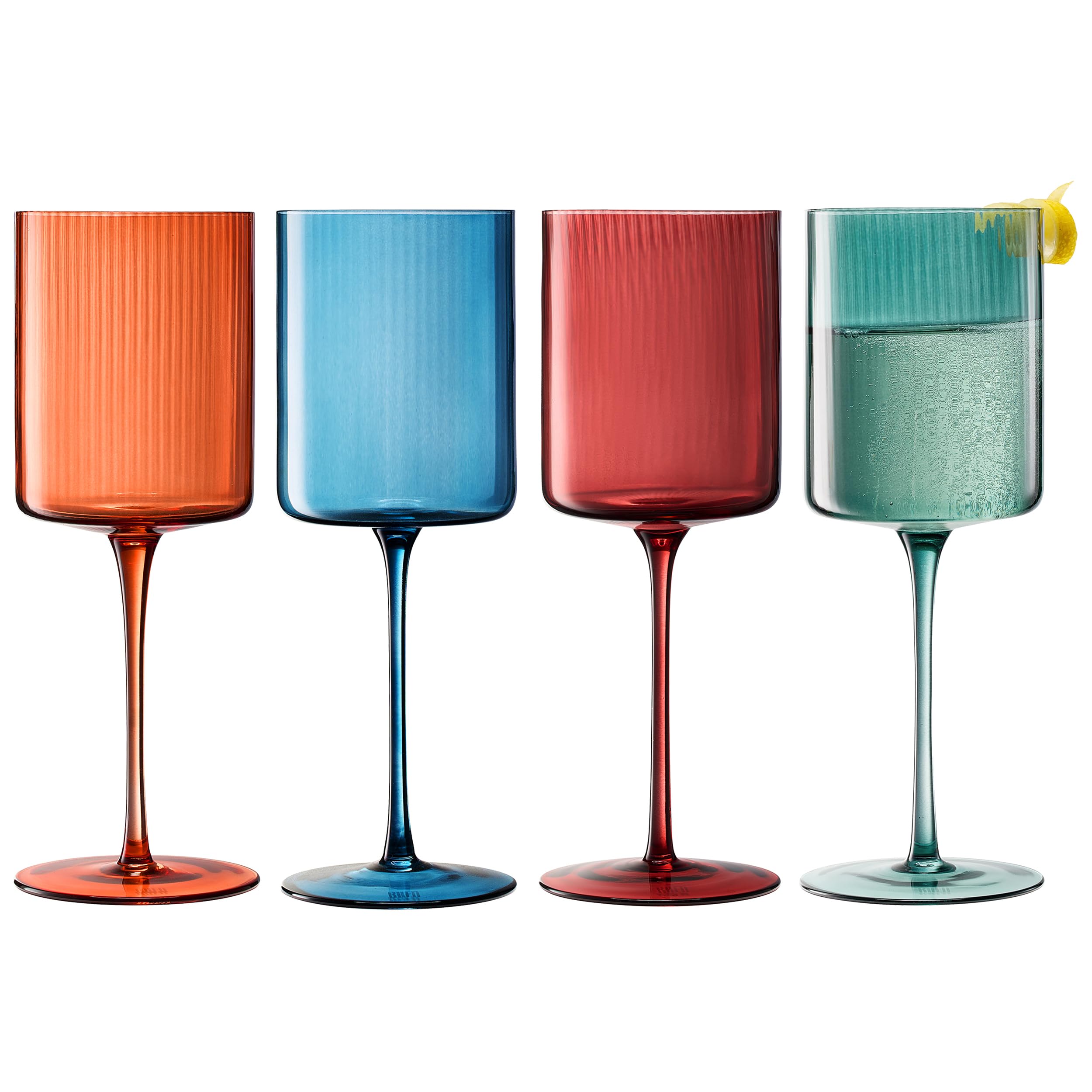 Amazon.com | Khen Colored Glass Glasses | Set of 4 | Large Art Deco ...
