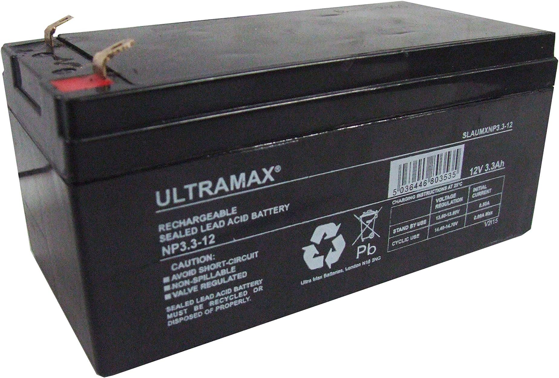 Ultramax NP3.3-12 3.3Ah 12v Rechargeable Lead-Acid Battery: Amazon.co ...