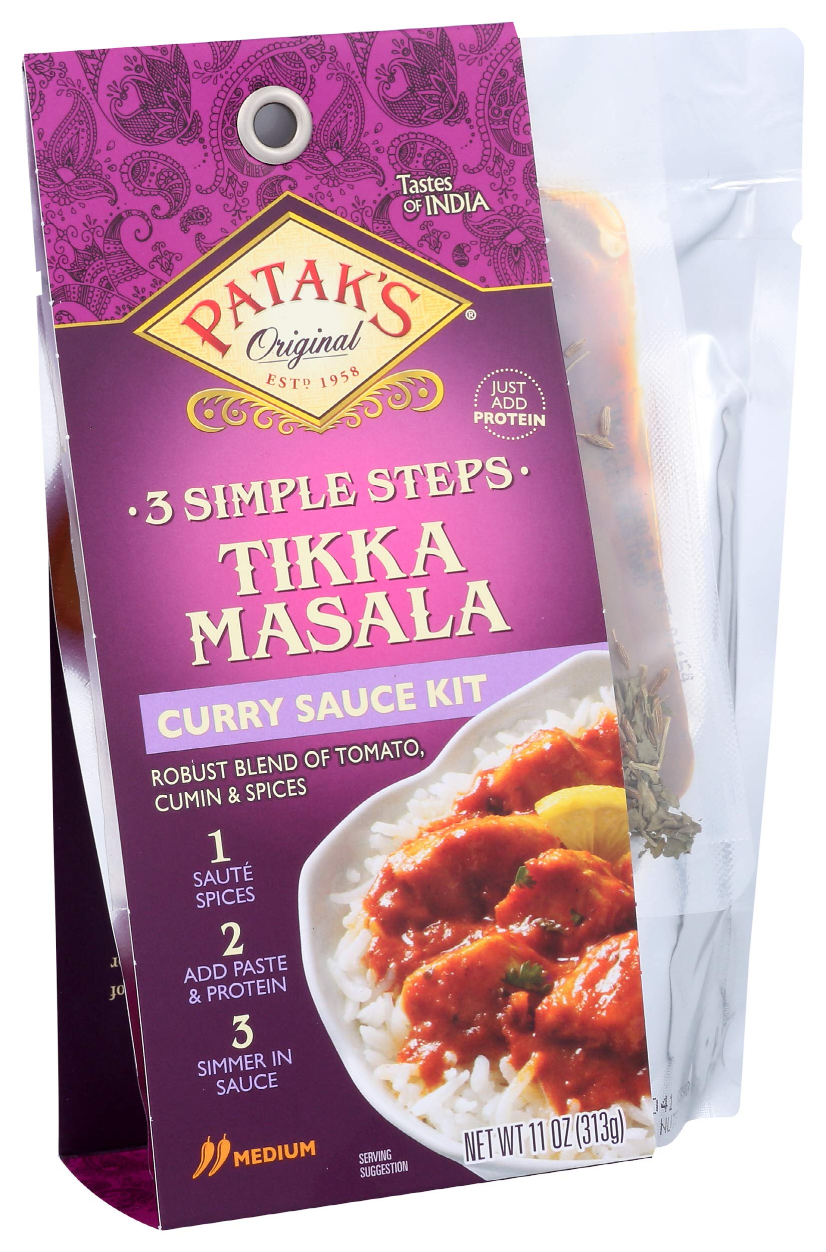 Snapklik.com : Pataks Tikka Masala Curry Sauce Kit 3-Step