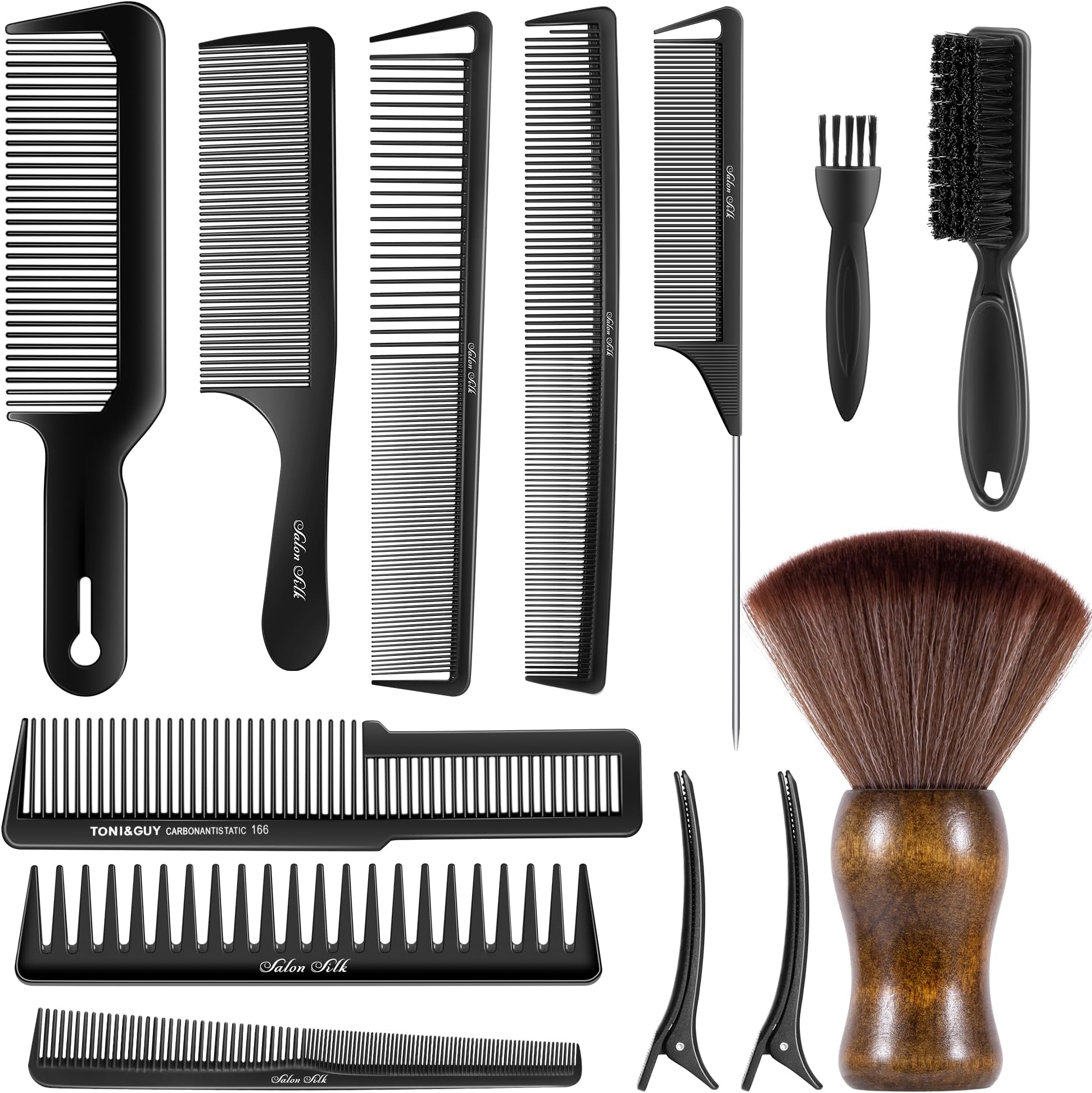 Amazon.com : SALONSILK 13PCS Hair Cutting Shaving Brush and Comb Set ...
