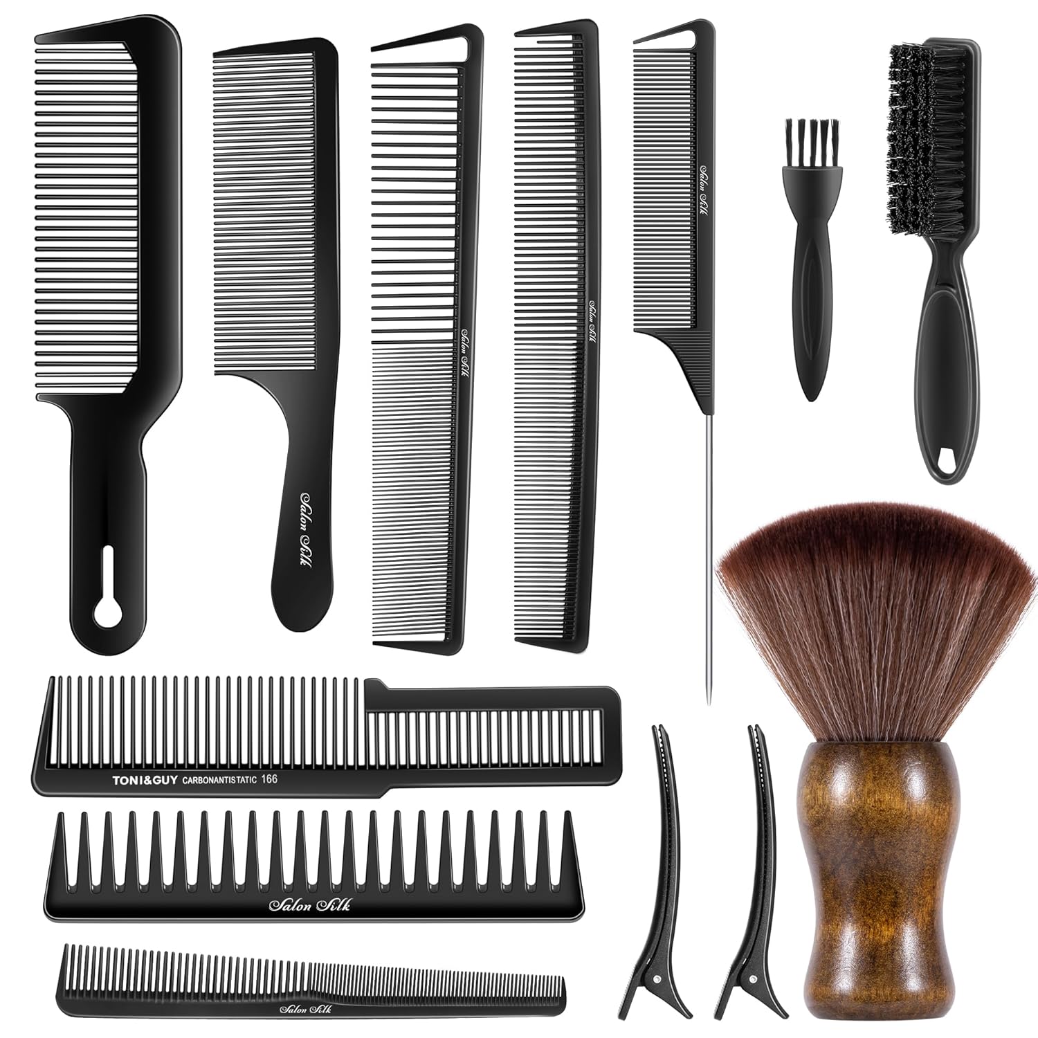 Amazon.com : SALONSILK 13PCS Hair Cutting Shaving Brush and Comb Set ...