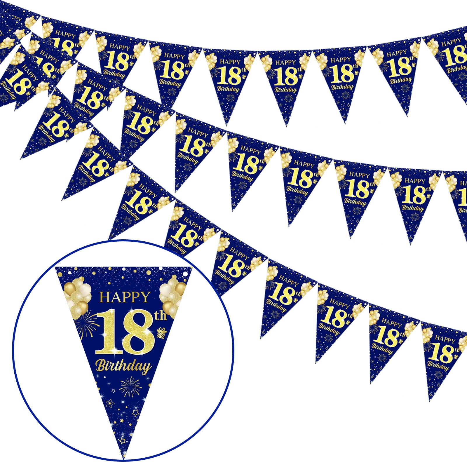 Navy Blue 18th Birthday Decorations - 3 Pack Navy and Gold 18th ...