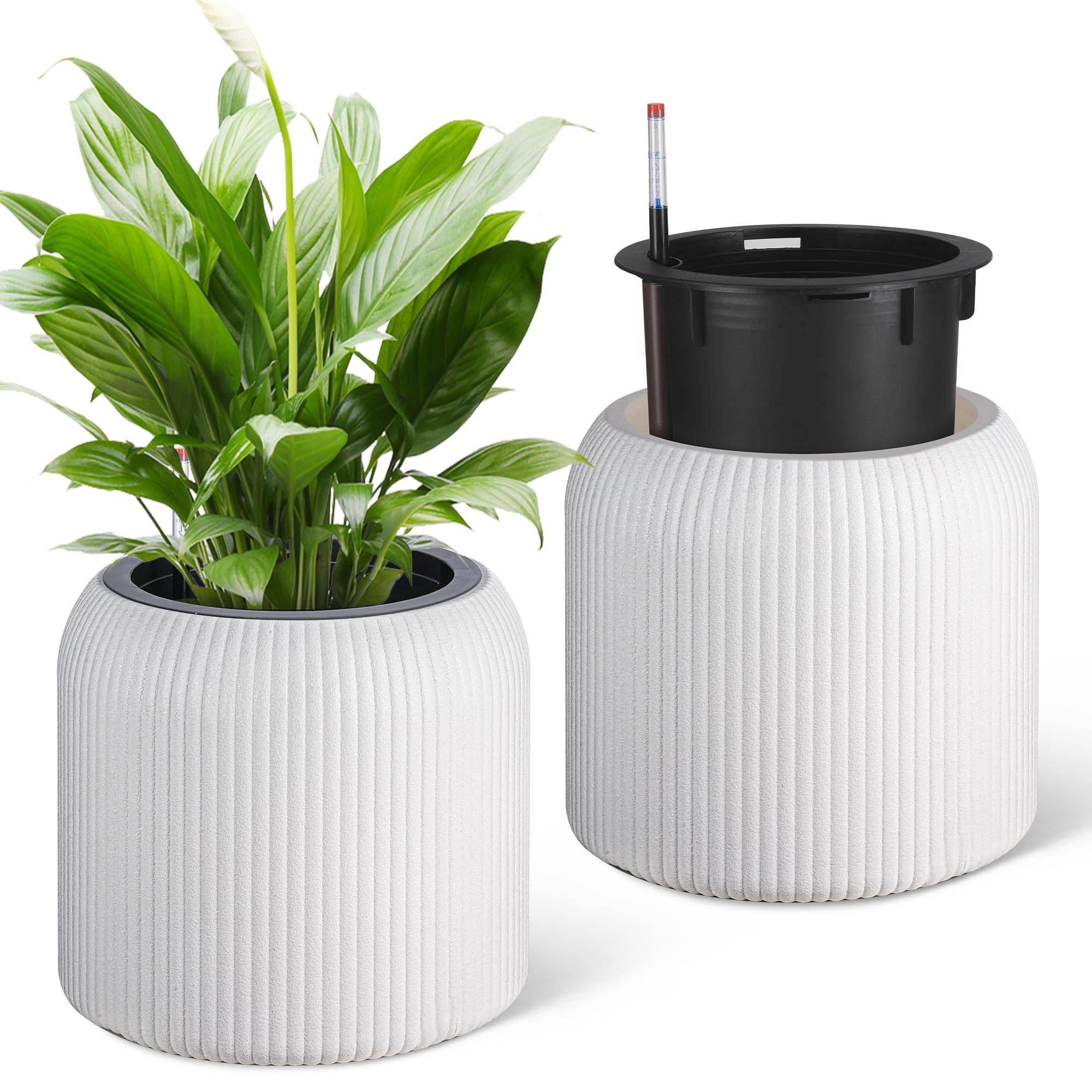 Snapklik.com : STMHOM 14 Inch Tall Round Planters Set Of 2