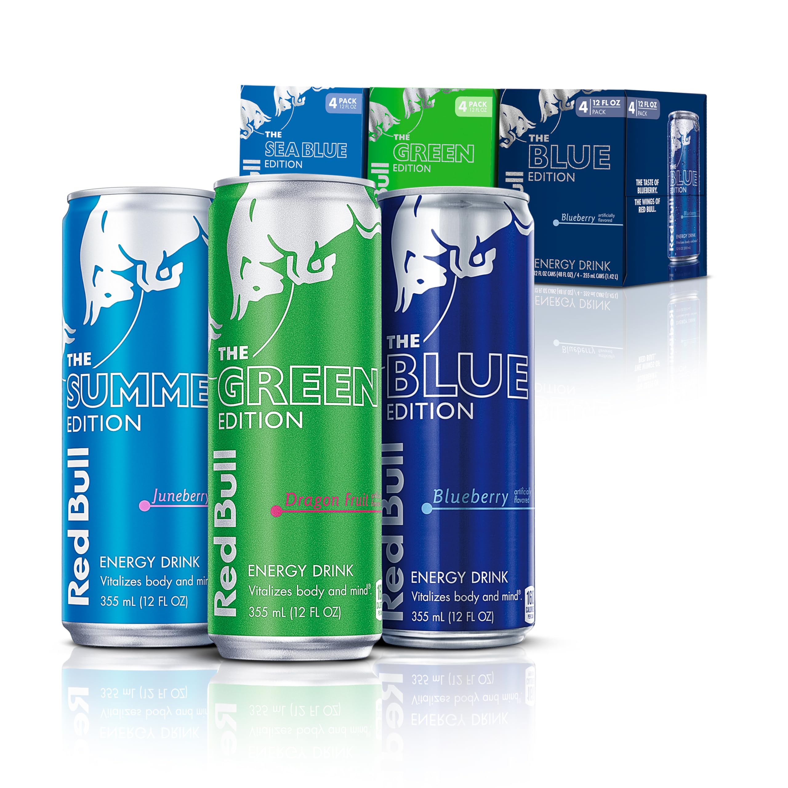 Buy Bundle of Red Bull Sea Blue Energy Drink, 12 Fl Oz, 4 Cans + Red ...