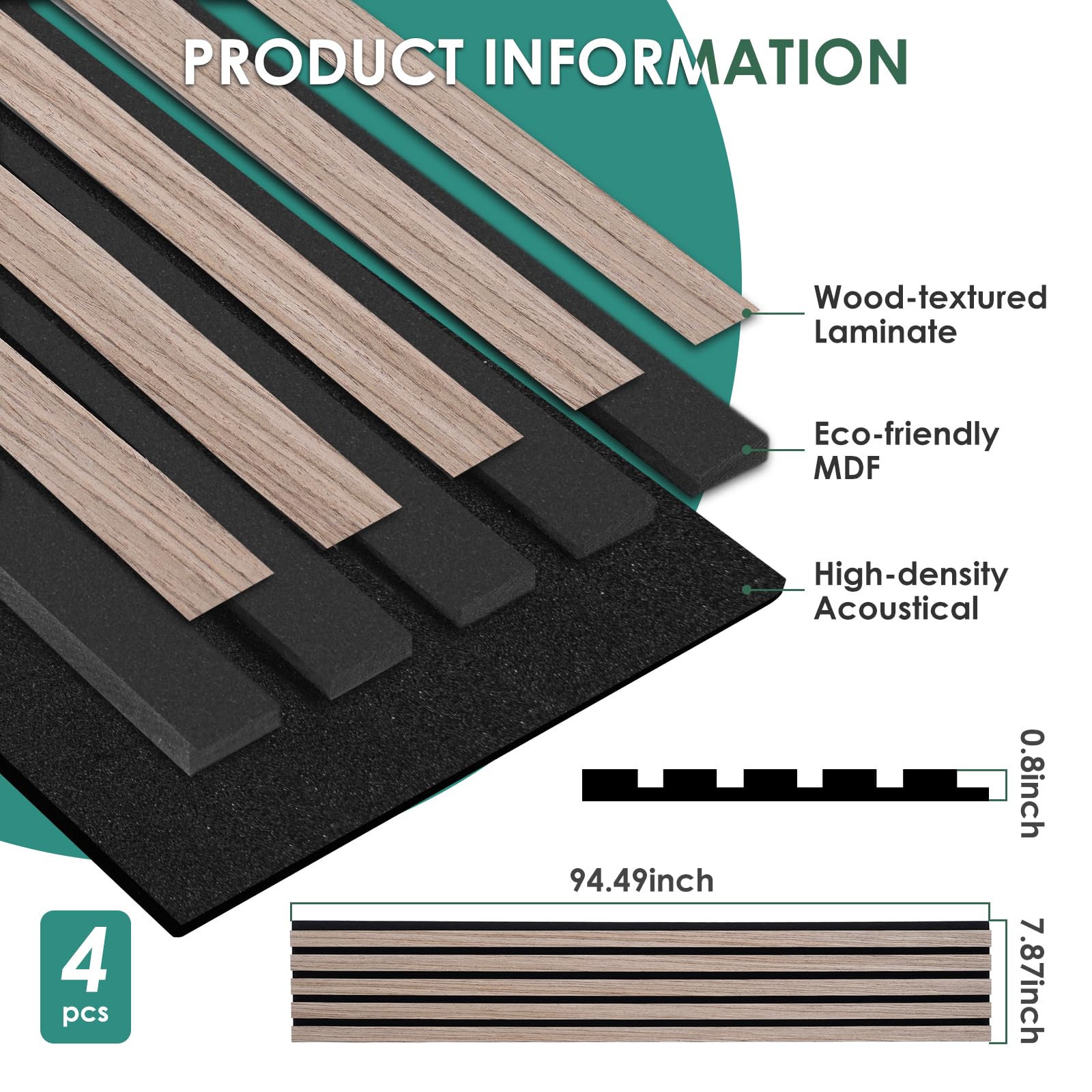 Snapklik.com : VallisCo 4-Piece Wood Slat Acoustic Panels For Stylish ...