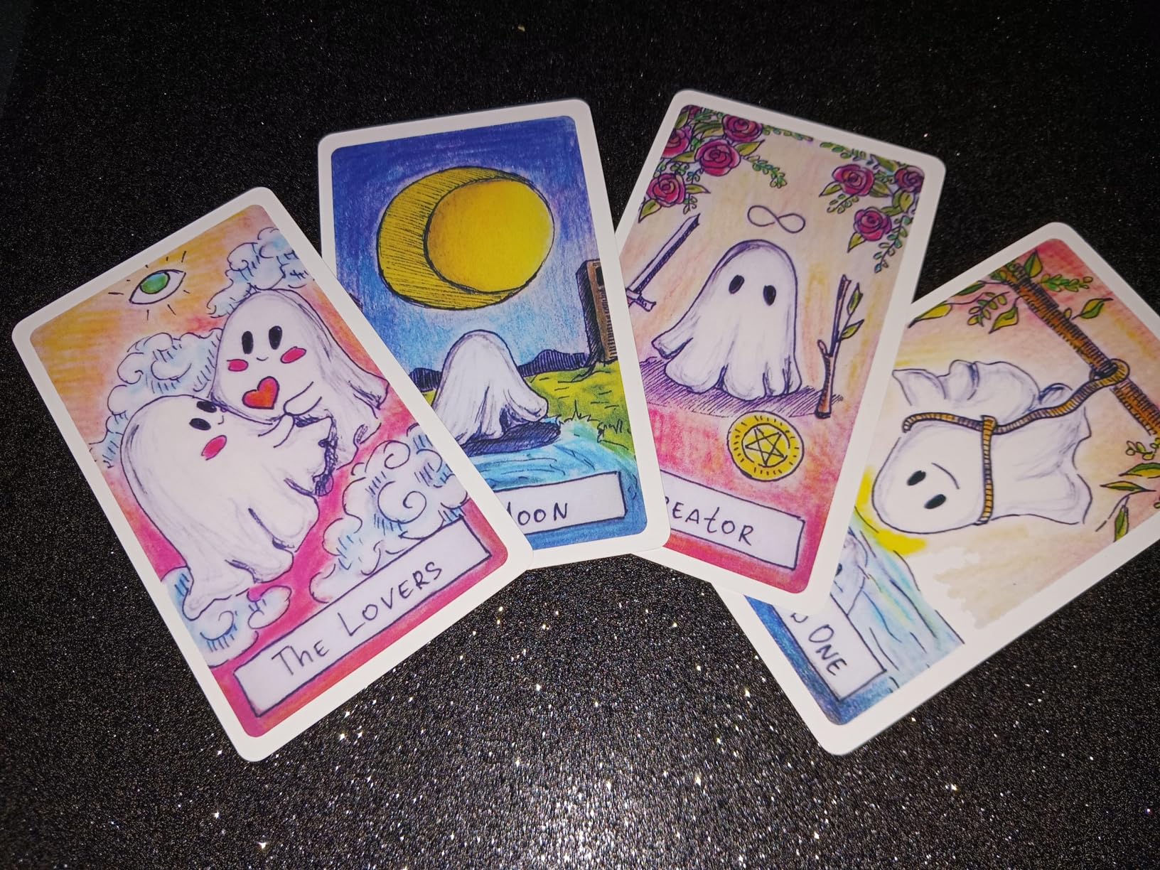 Amazon.com: mrdiyshisha Cute Ghost Tarot Deck, 79 Funny Tarot Cards ...