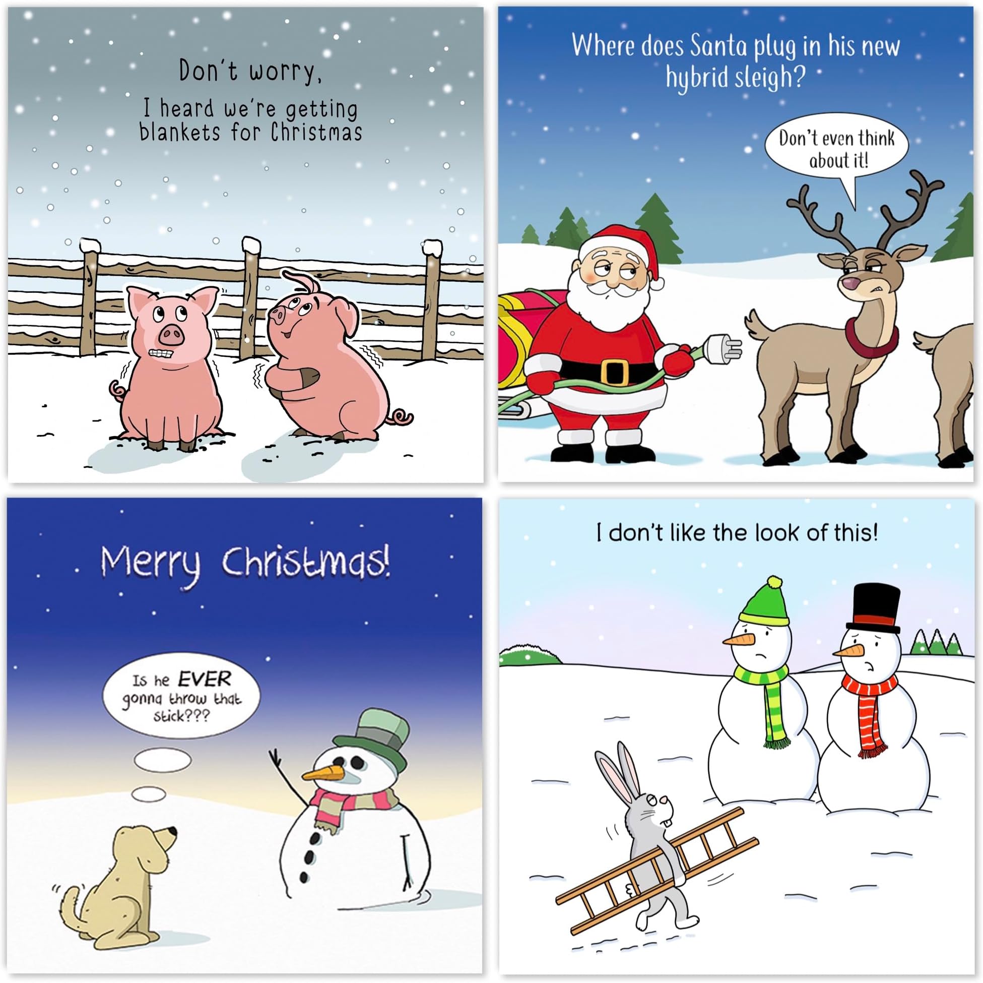 Twizler Funny Christmas Cards Pack of 8-8 Different Funny Designs - 8 ...