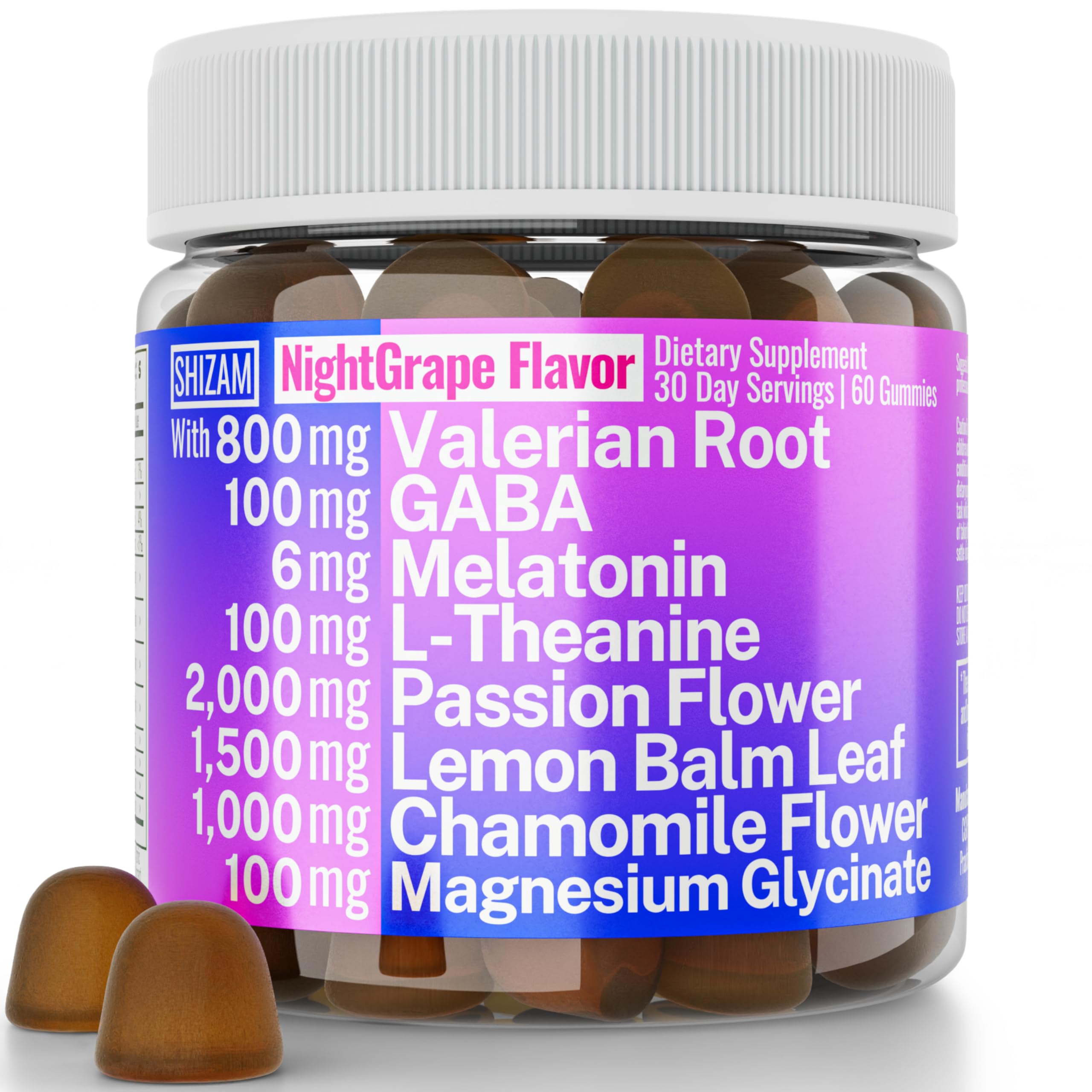 Amazon.com: SHIZAM Valerian Root Chamomile Gummies, Aid for Calm ...
