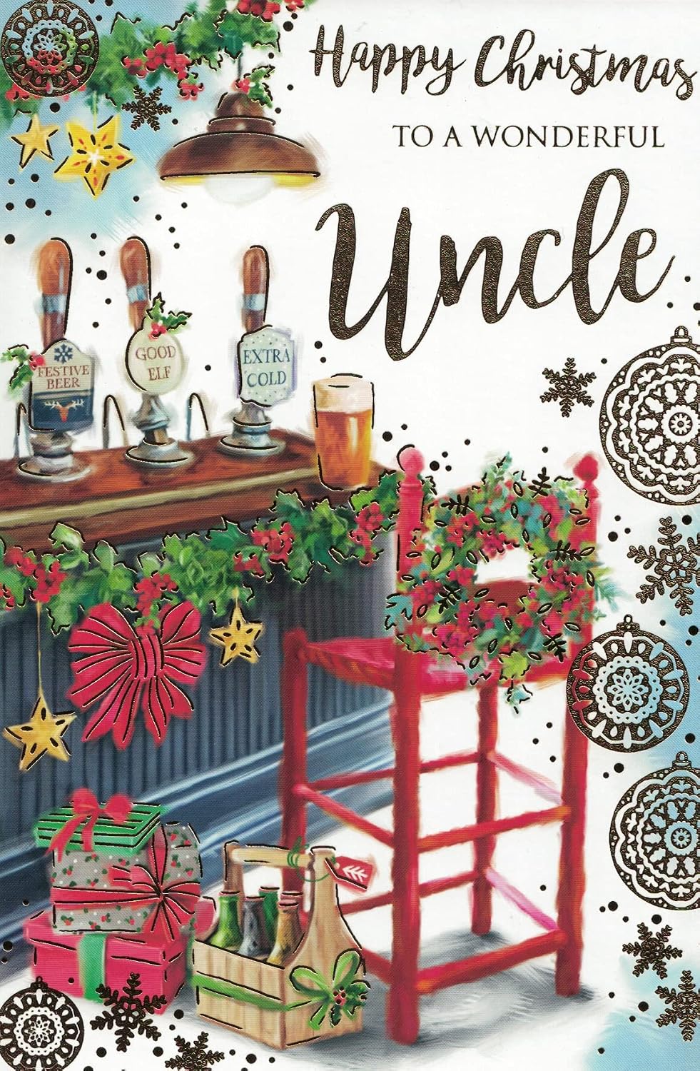 UNCLE CHRISTMAS CARD. TRADITIONAL XMAS DESIGN. 9 X 6 INCHES. XA054 ...