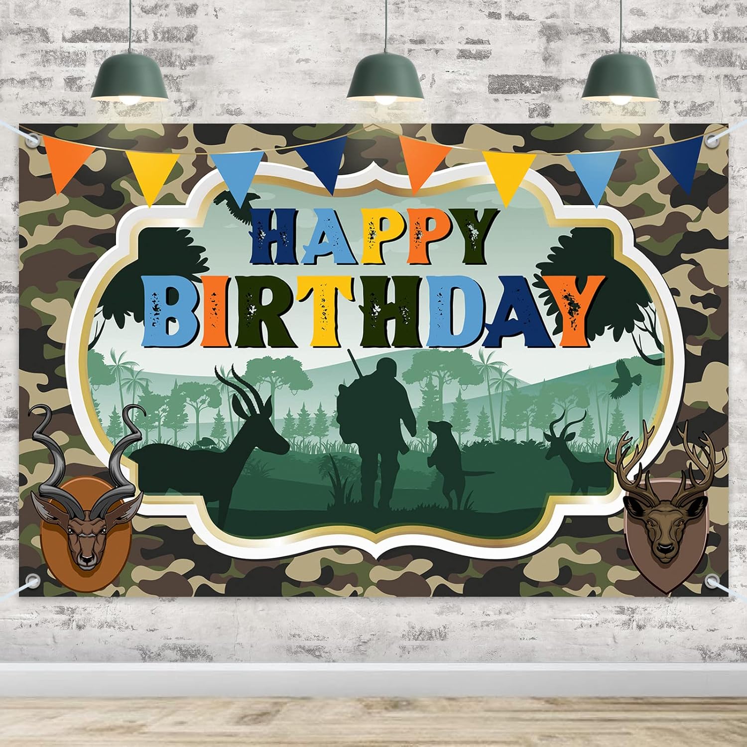 Amazon.com: Hunting Happy Birthday Backdrop Banner Decor Colorful ...