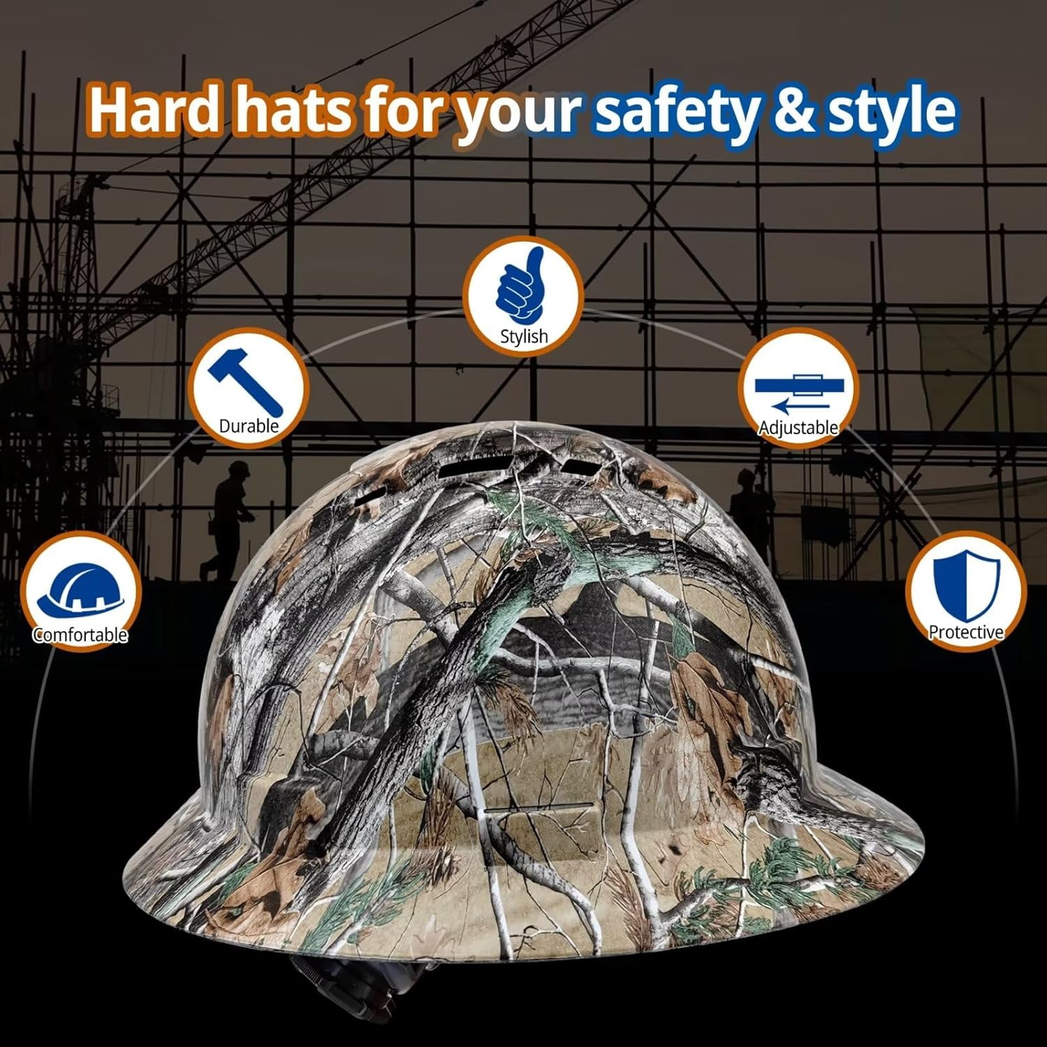 Full Brim Hard Hat - OSHA Safety Helmet Durable Lightweight Carbon ...