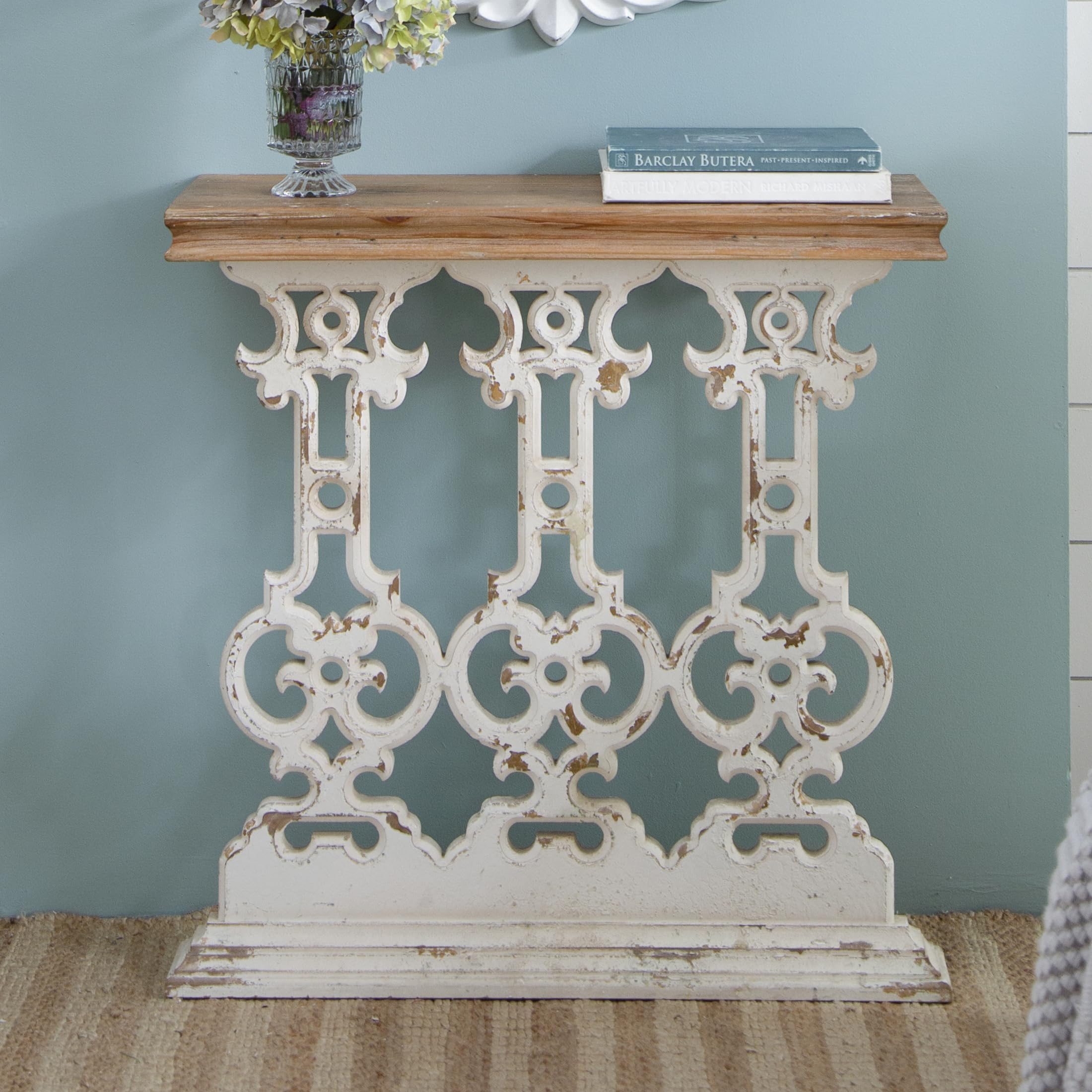 Amazon.com: Royard Oaktree Distressed Console Table, Vintage French ...