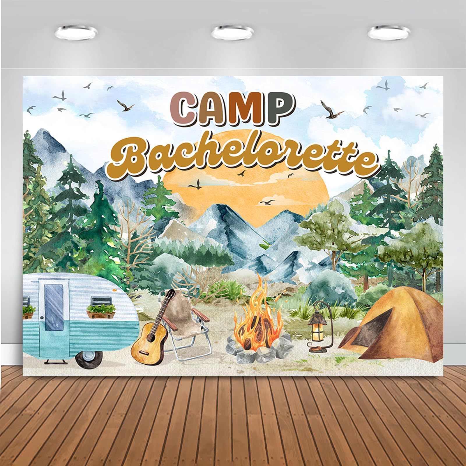 Amazon.com: Camp Bachelorette Party Decorations Pink Green Backdrop ...
