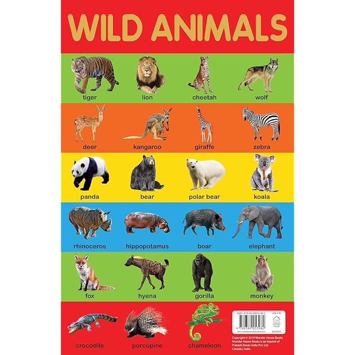 Buy Wild Animals Chart - Early Learning Educational Chart For Kids ...