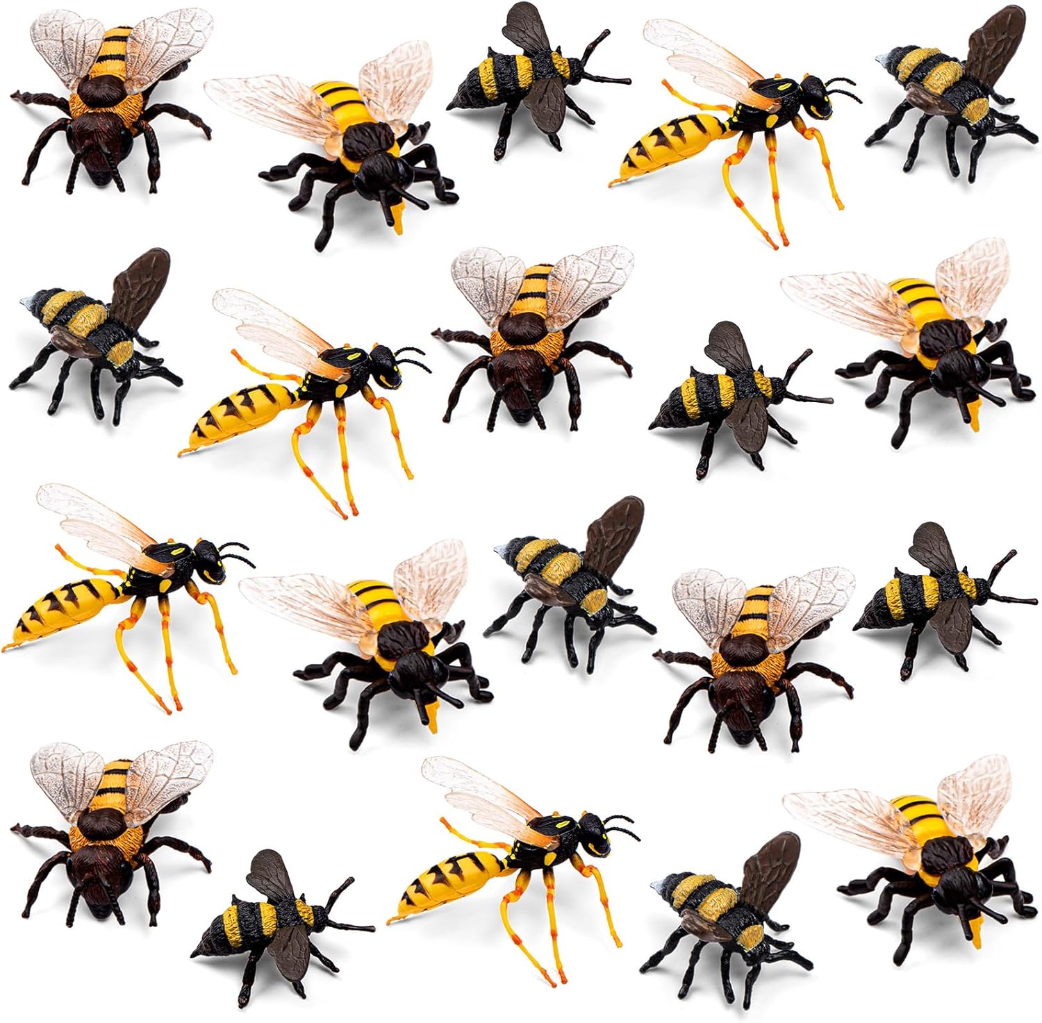 Amazon.com: RoundFunny 20 Pcs Honey Bee Figurine Realistic Animal Bee ...