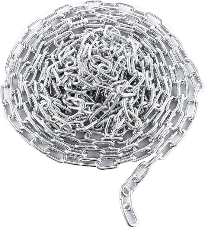 GBACHOOSE 10m x 6mm Galvanised Chain, Heavy Duty Chain Links, Silver ...