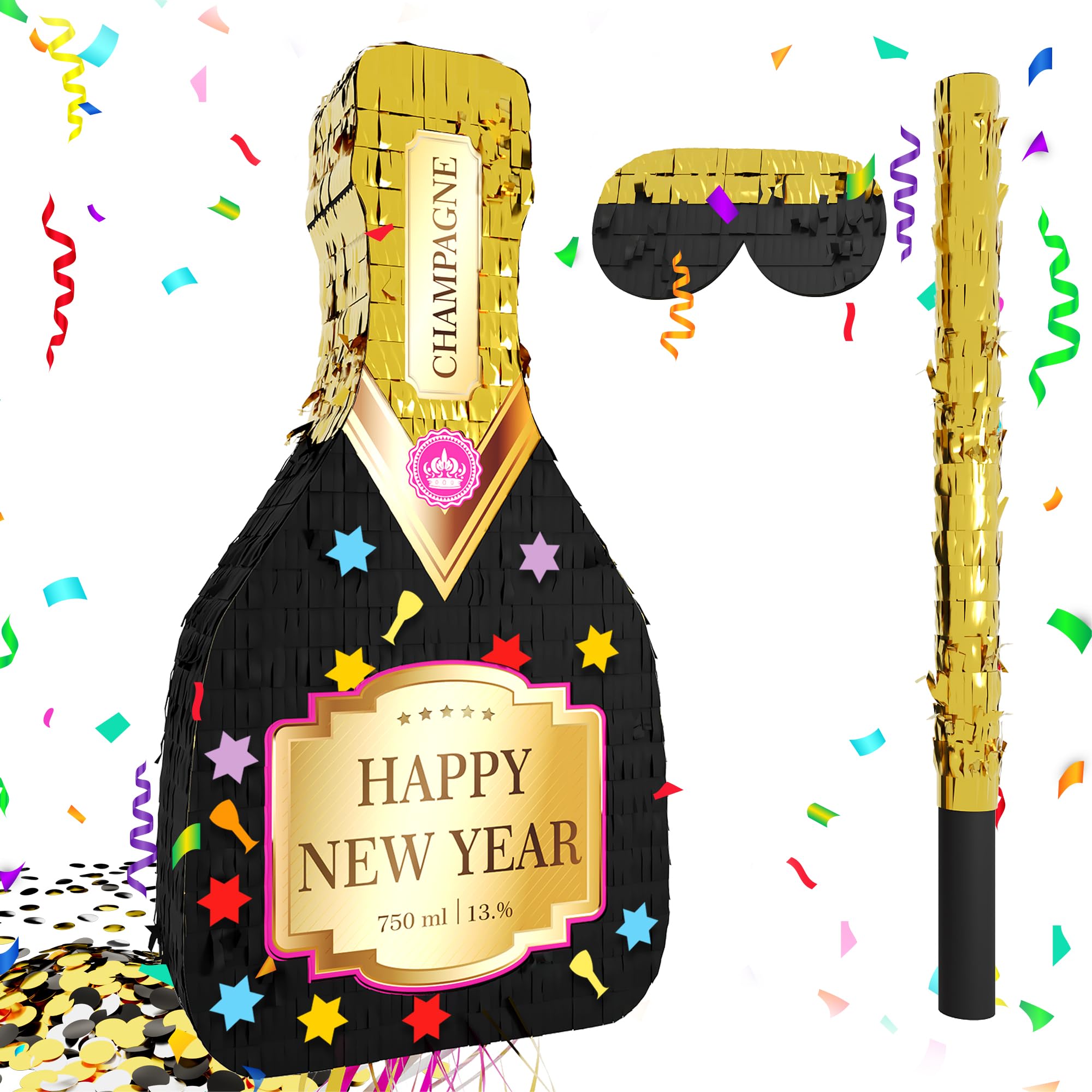 Amazon.com: MUWOOB New Years Pinata, Adult Piñata with Stick Blindfold ...
