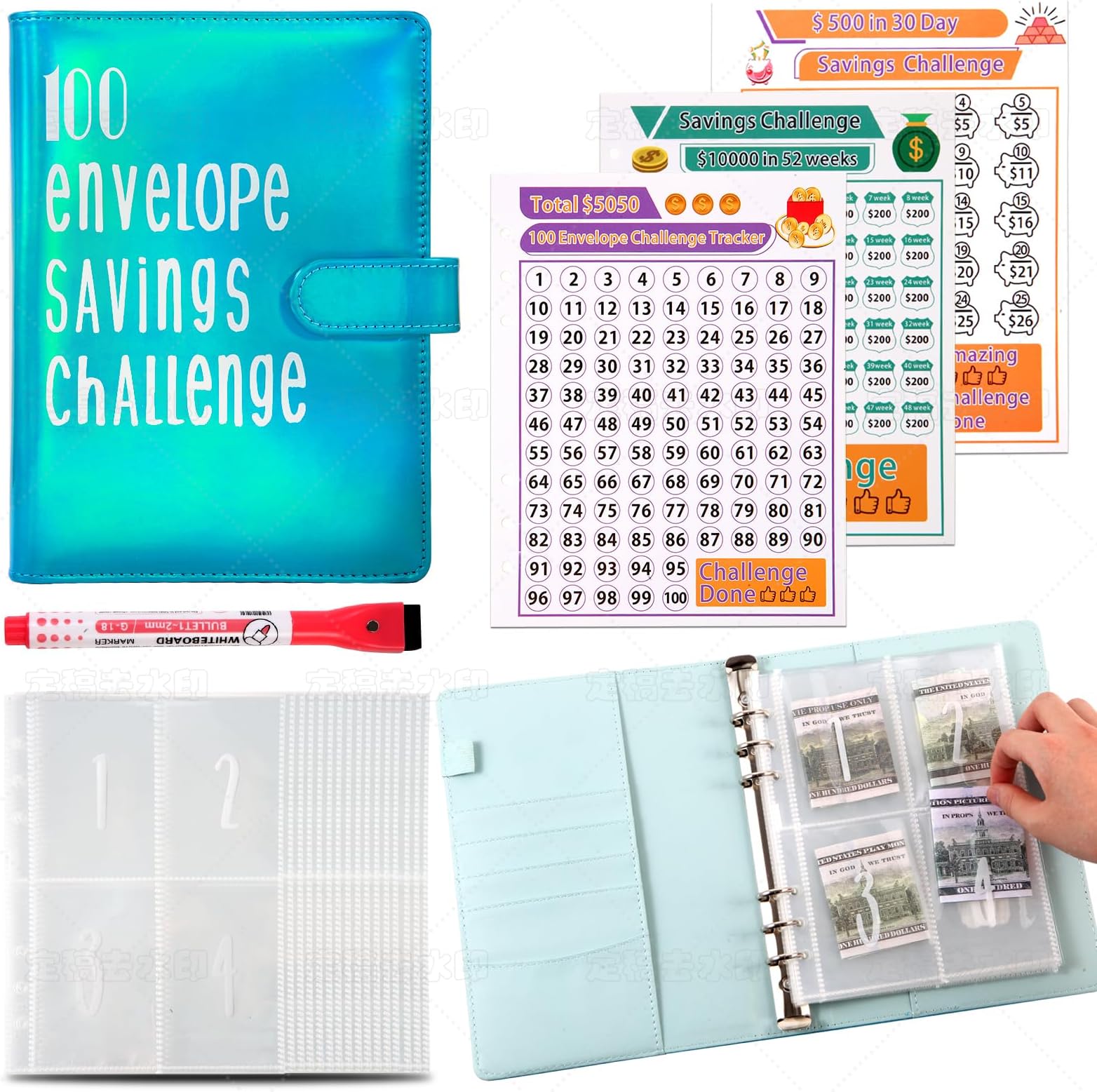 Amazon.com : 100 Envelopes Money Saving Challenge Binder, to Save ...