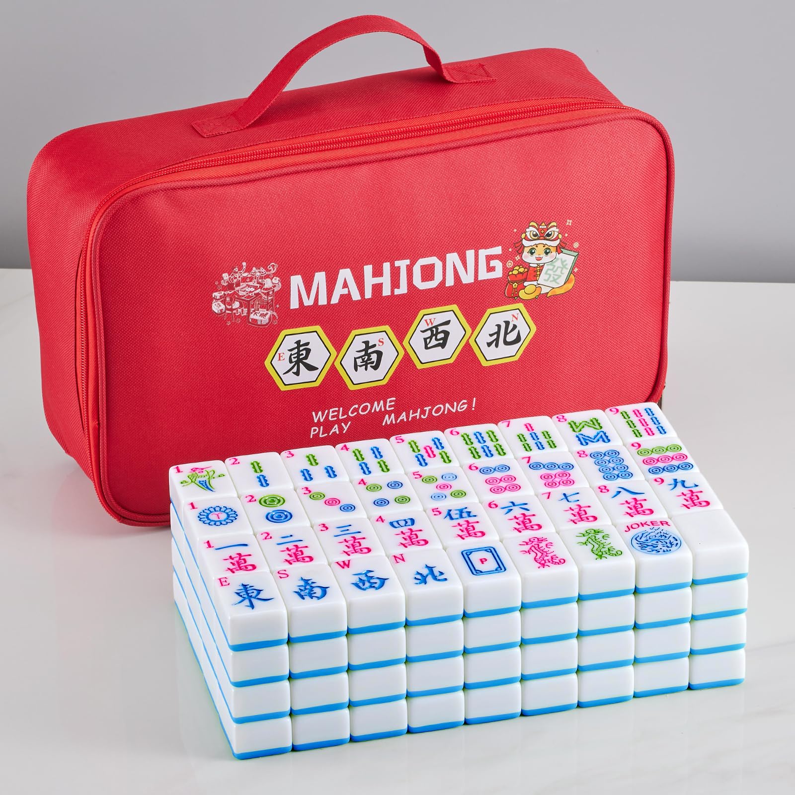 Snapklik.com : YINIUREN Blue American Mahjong Set 1.6-inch Mahjong Tile ...