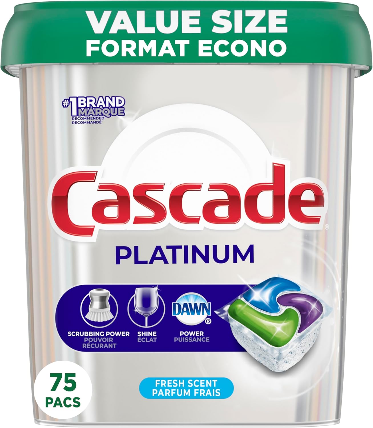 Cascade Platinum Dishwasher Pods - Powerful Cleaning in One Wash