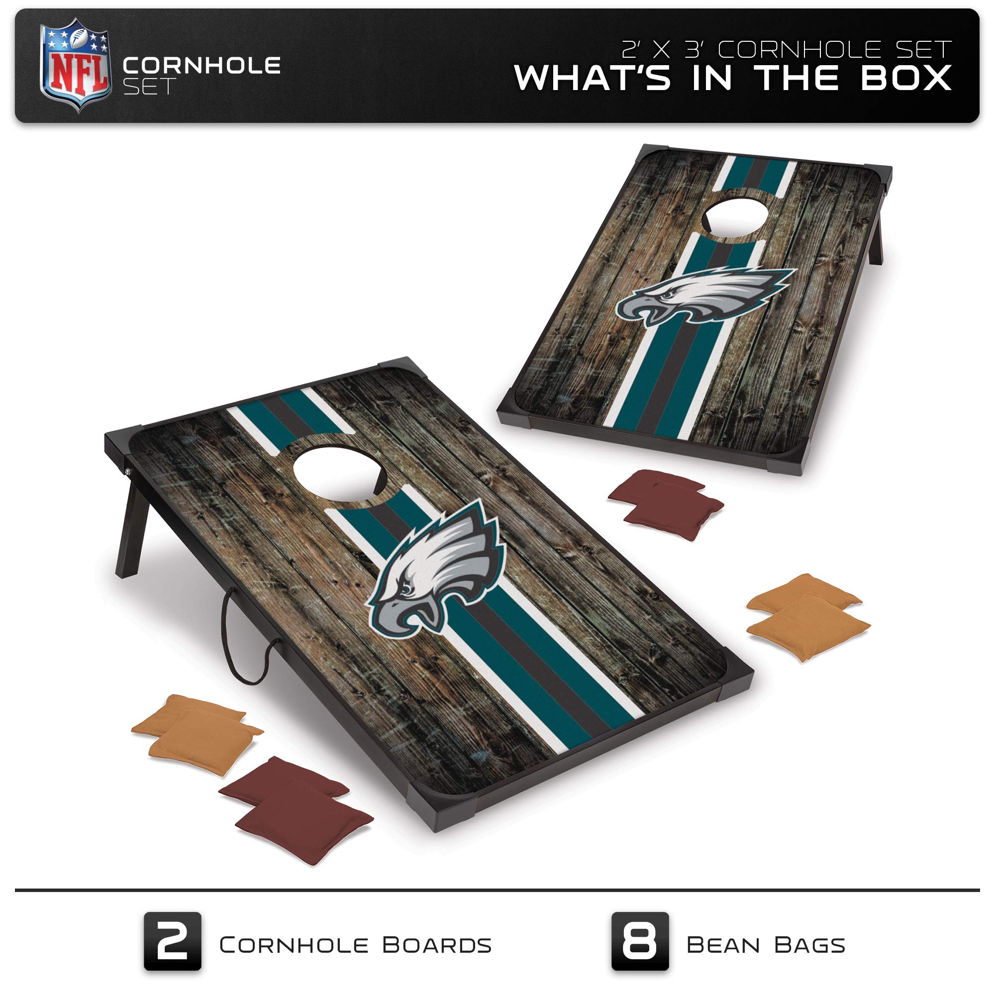 NFL Pro Football 2' x 3' MDF Wood Deluxe Cornhole Set by Wild Sports ...