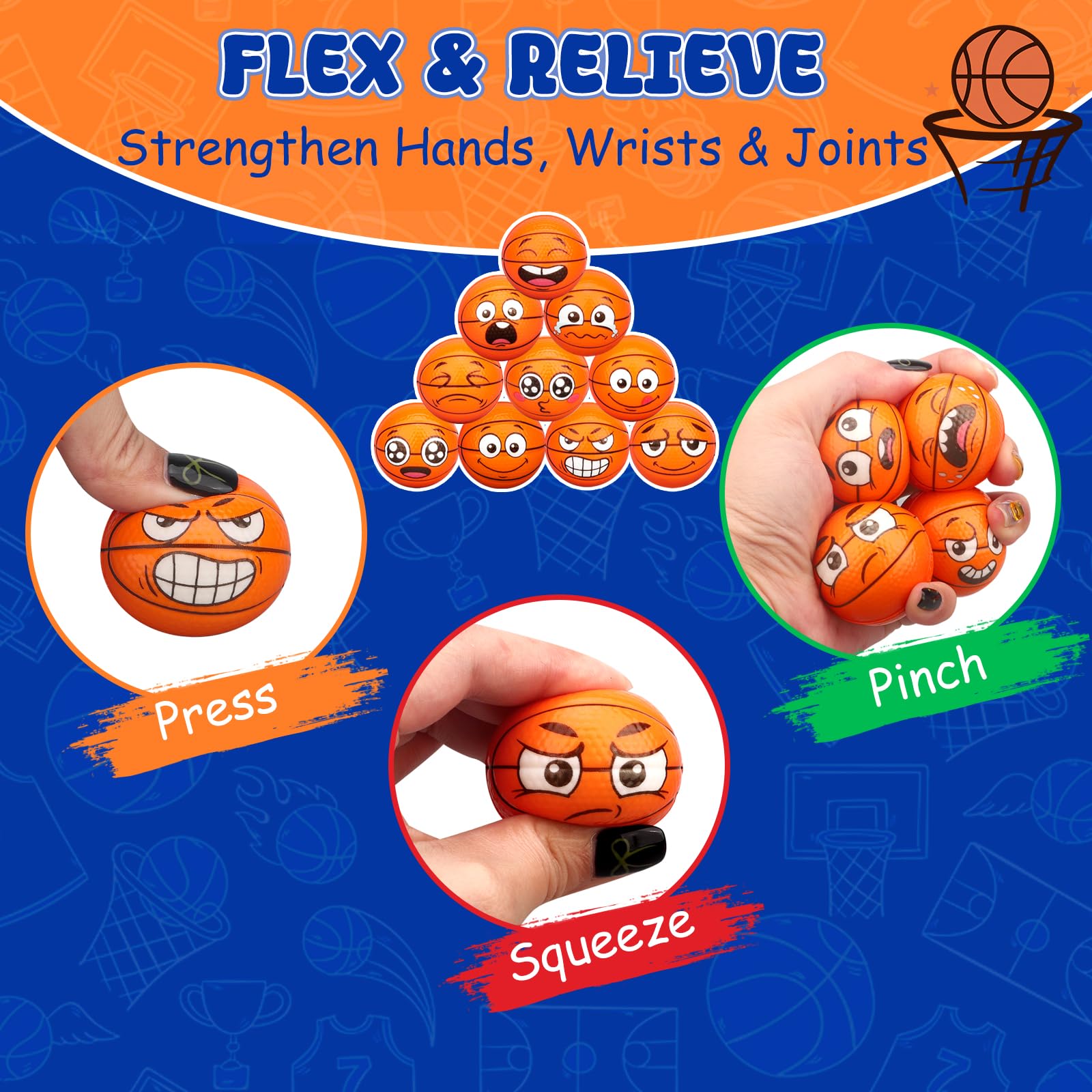 Snapklik.com : Squishy Sensory Stress Squeezing Balls, 16 Pack Mini ...