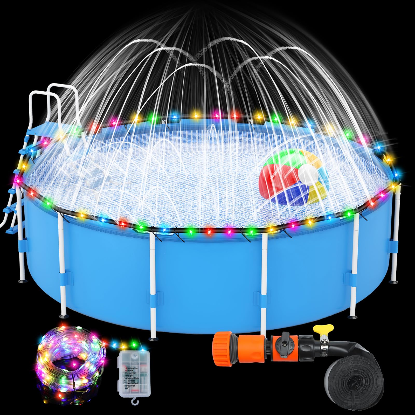 Amazon.com: Sunnychicc Pool Lights with Sprinkler for above Ground ...