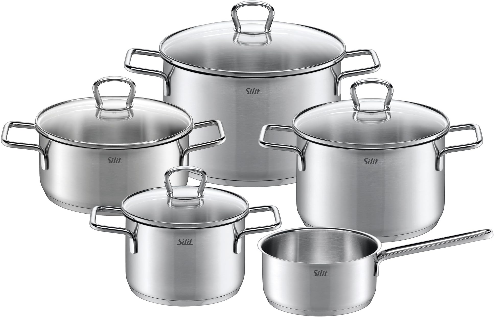 Silit Opal Topfset Induktion 5-teilig, Kochtopf Set mit Glasdeckel ...