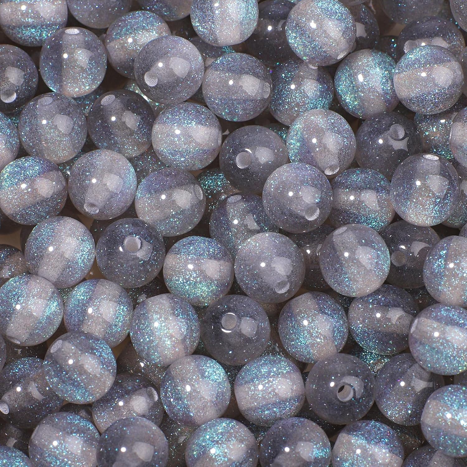 Amazon.com: NITOPUPU 100pcs 8mm Grey Resin Fine Flash Beads of Crafts ...