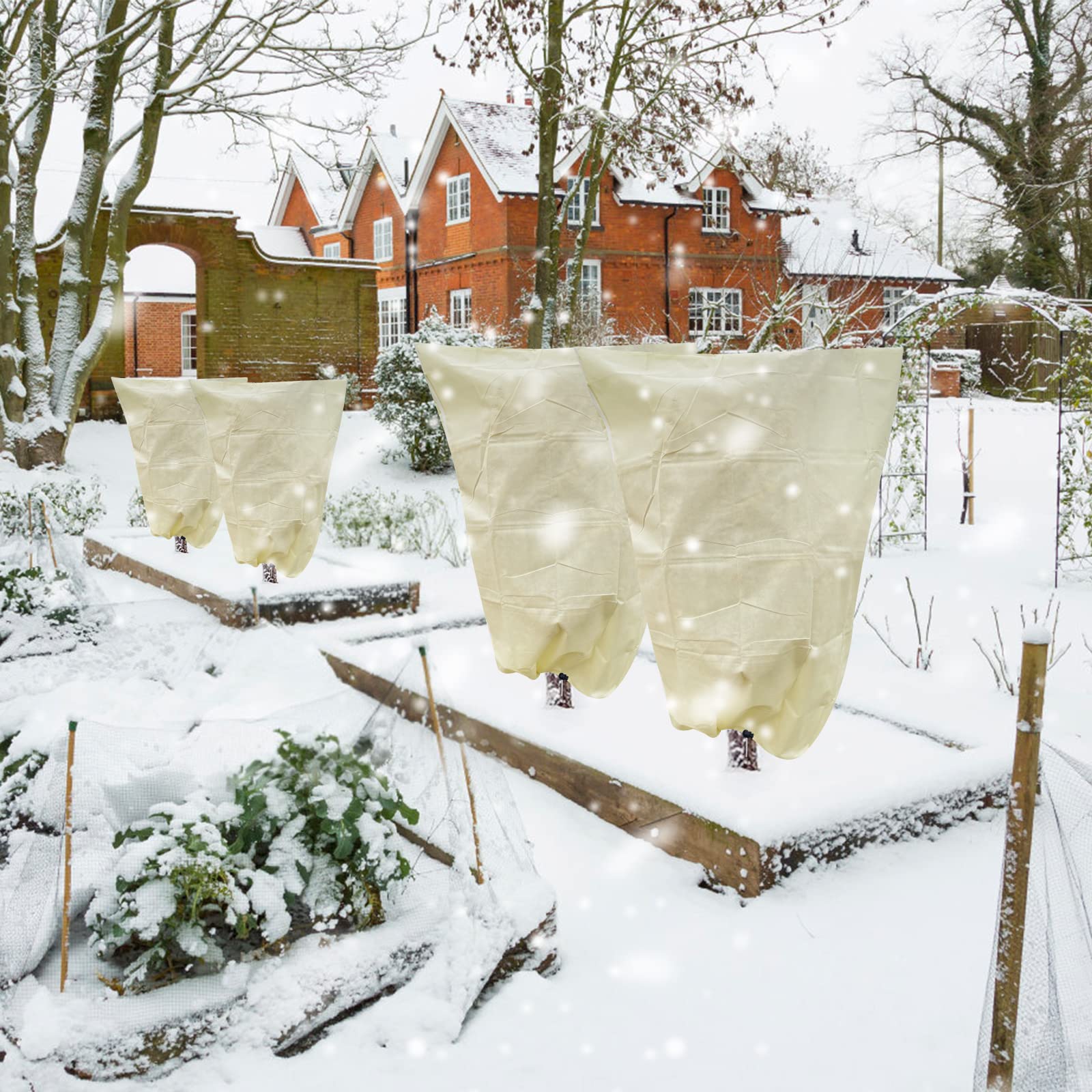 Aufind 6 Packs Plant Freeze Protection Covers, 24"x 43" Winter Shrub ...