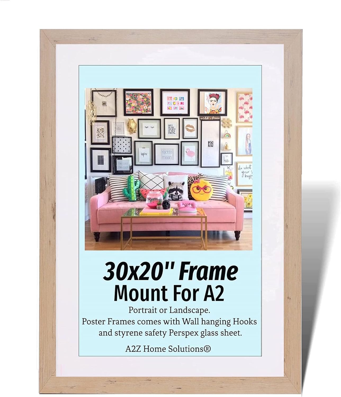 A2Z Home Solutions® Photo Frame Beech 30 x 20'' Frame With Mount A2 ...