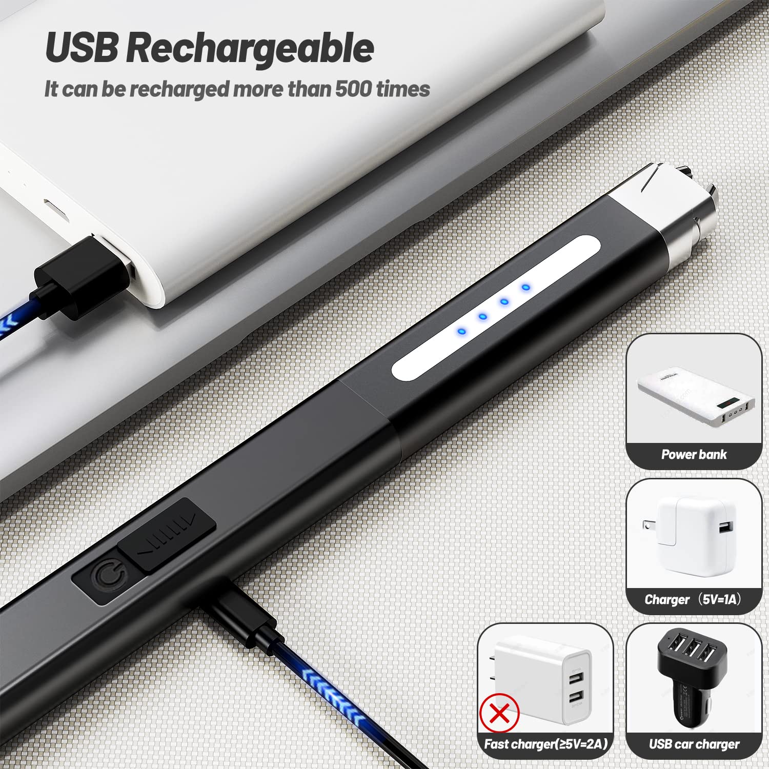Snapklik.com : VEHHE Electric Lighters, Windproof & Flameless Arc Lighter, USB Rechargeable, LED ...