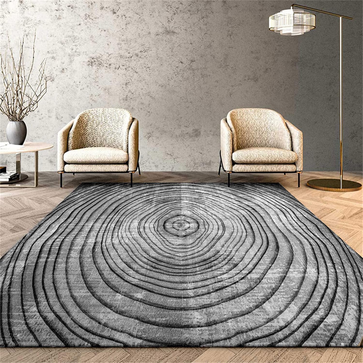 Amazon.com: Tree Ring Area Rug, 5x8ft, Contemporary Wood Style Stain ...