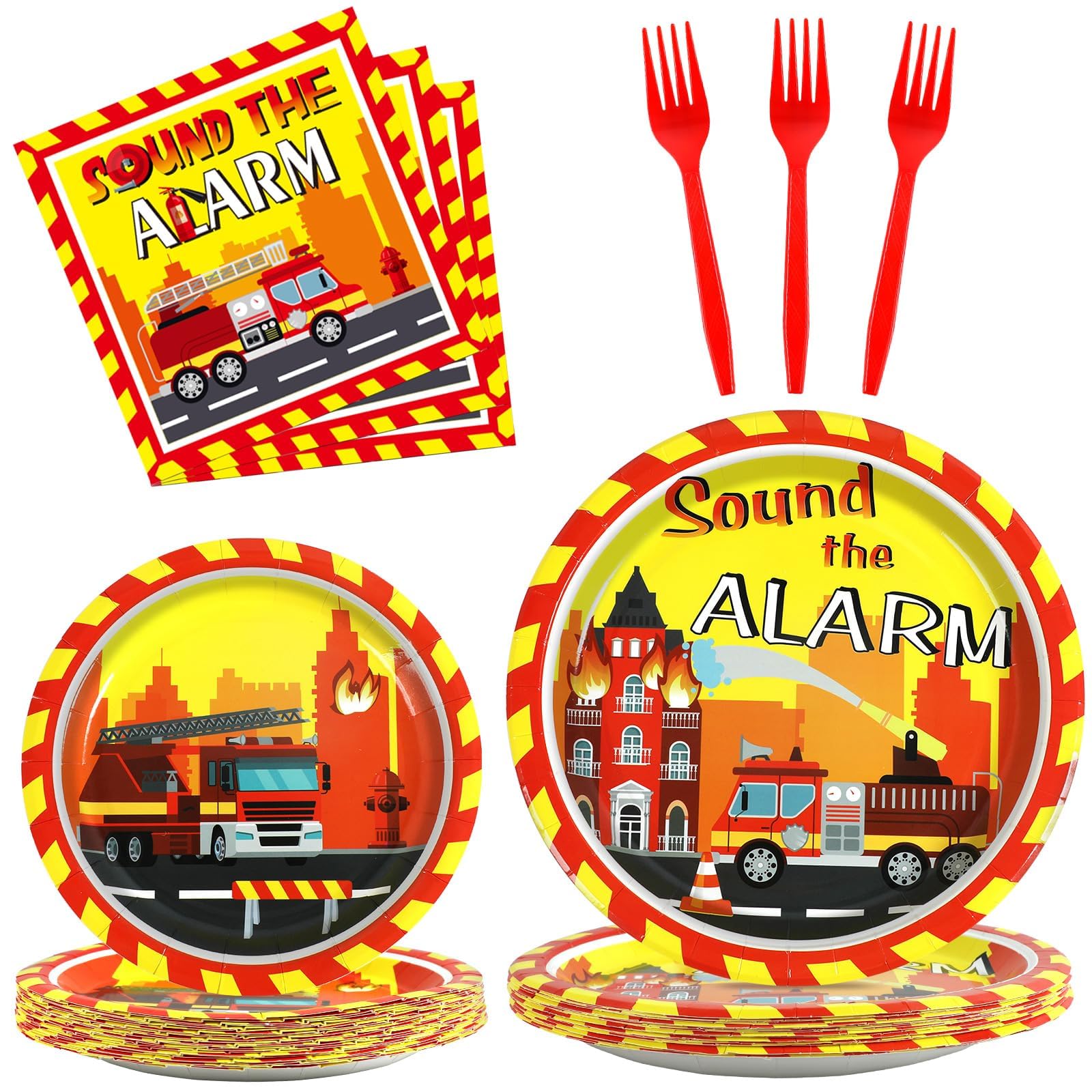 Snapklik.com : 100 Pcs Firetruck Birthday Party Decorations Fireman ...