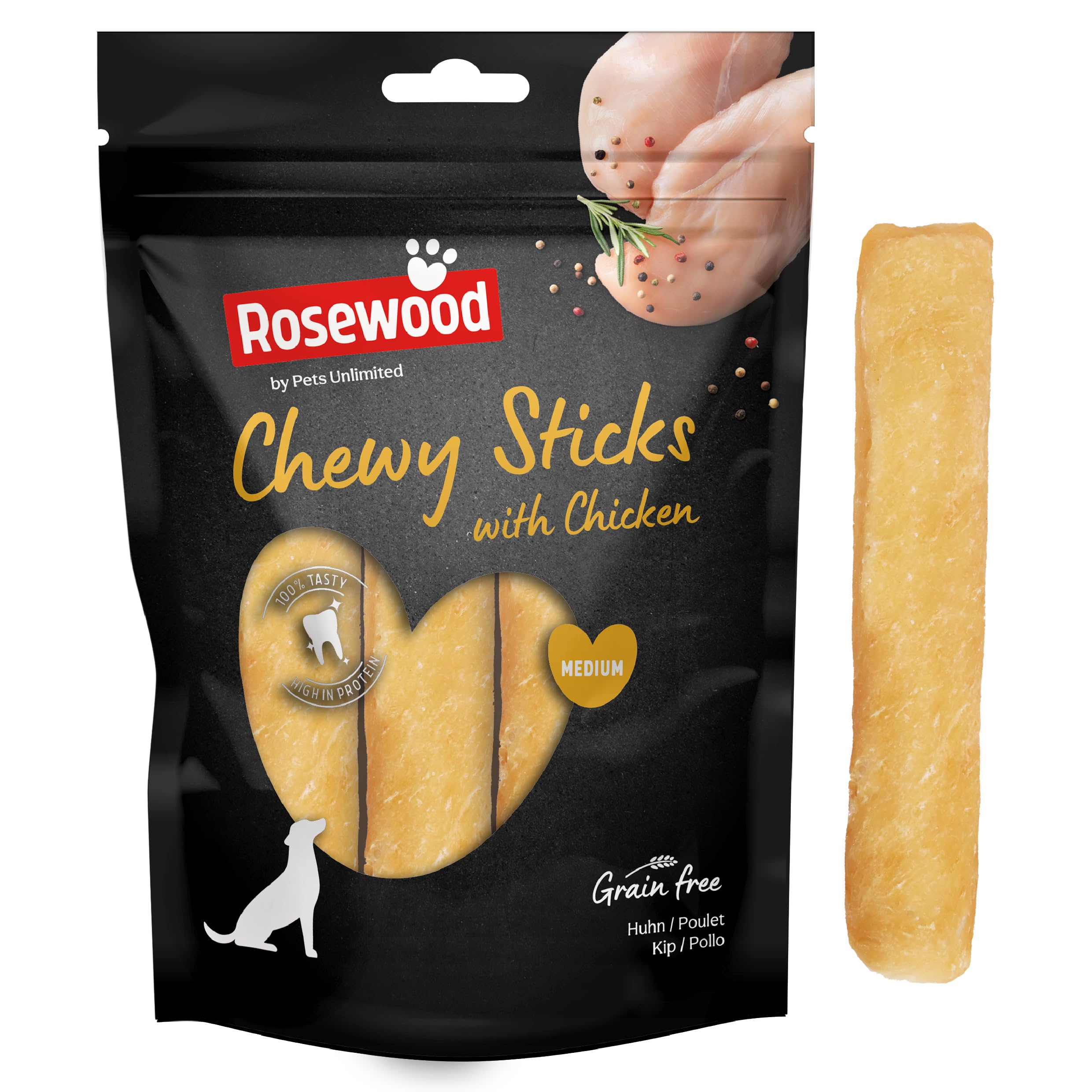 Rosewood Pets Unlimited Chewy Sticks with Chicken, Medium, Grain Free ...