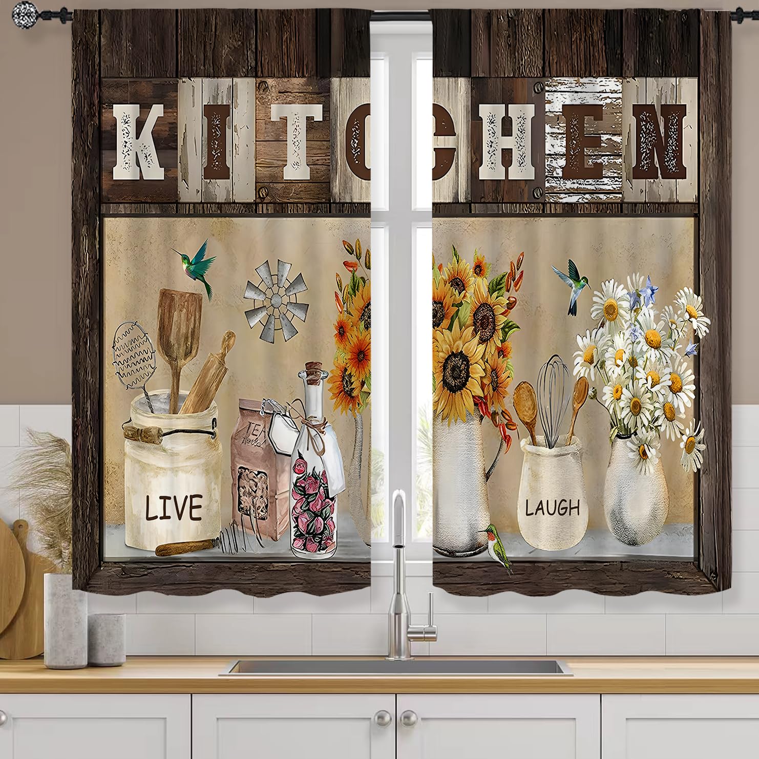 Rustic Farmhouse Kitchen Curtains Spring Decorating In The Cottage