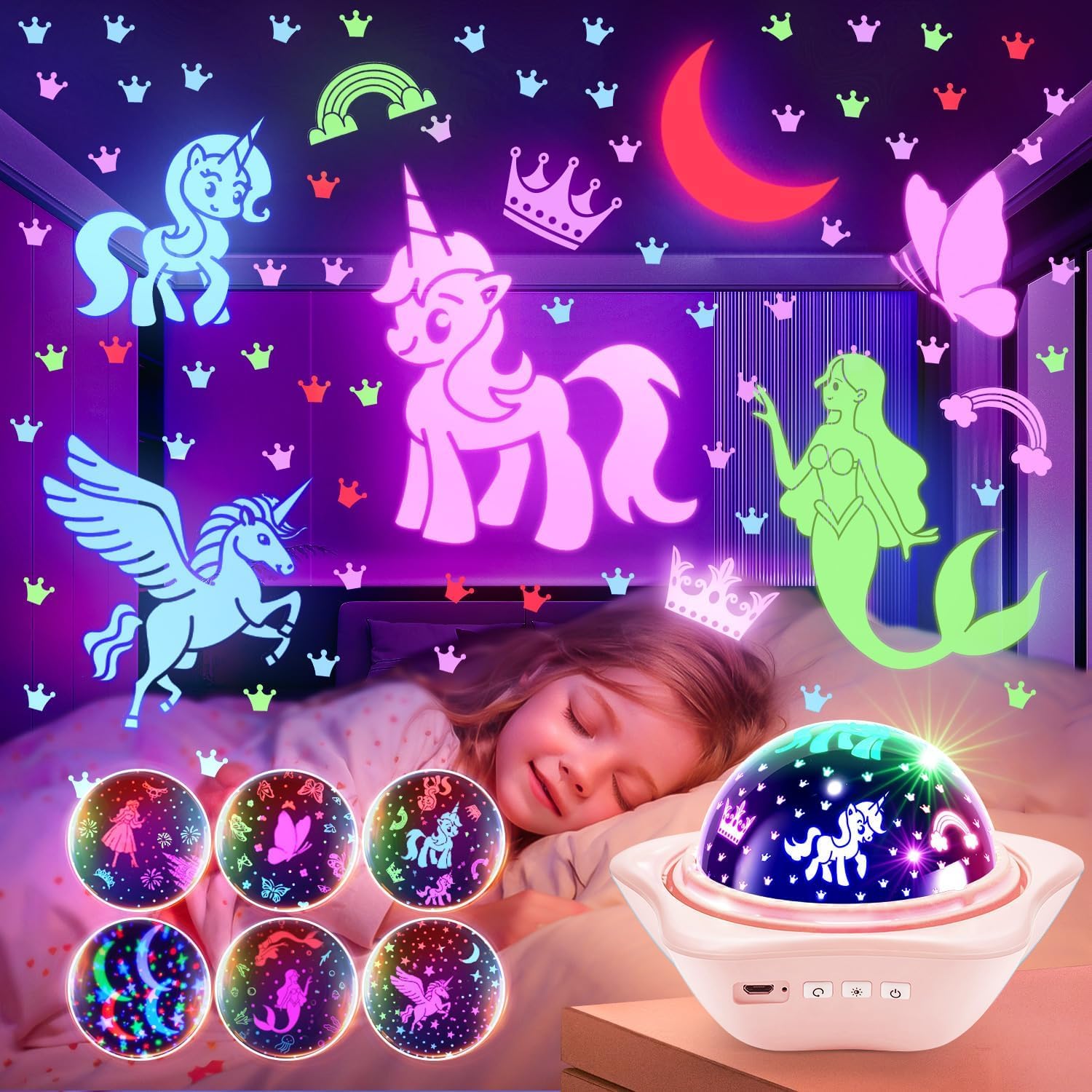 Amazon.com: Unicorn Night Light For Girls, 90 Lighting Modes Kids Lamps ...