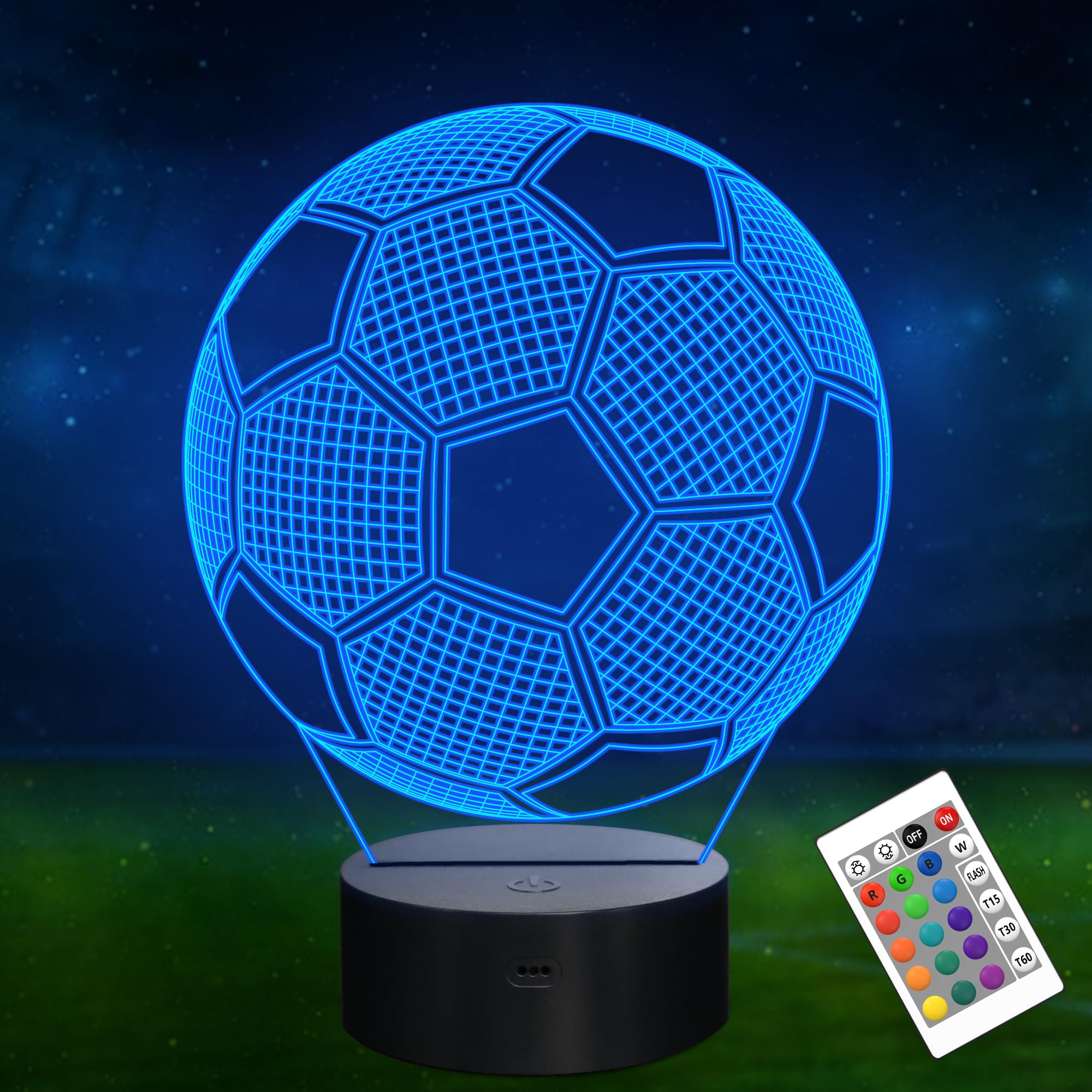 FULLOSUN Soccer Kids Night Light, 3D Football Optical Illusion Lamp ...
