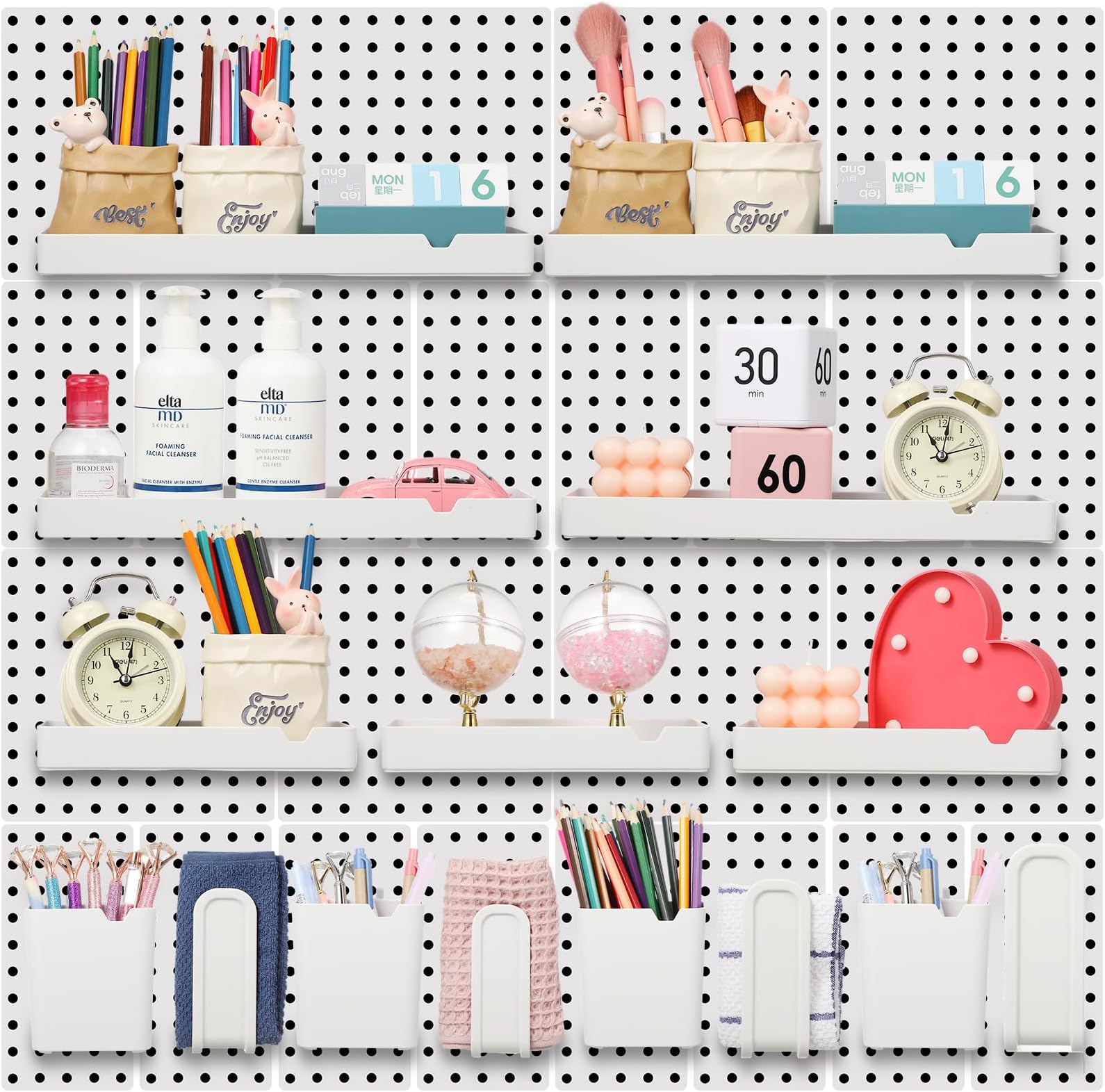 Amazon.com: Geetery 15 Pcs Peg Board Small Pegboard Wall Organizer ...