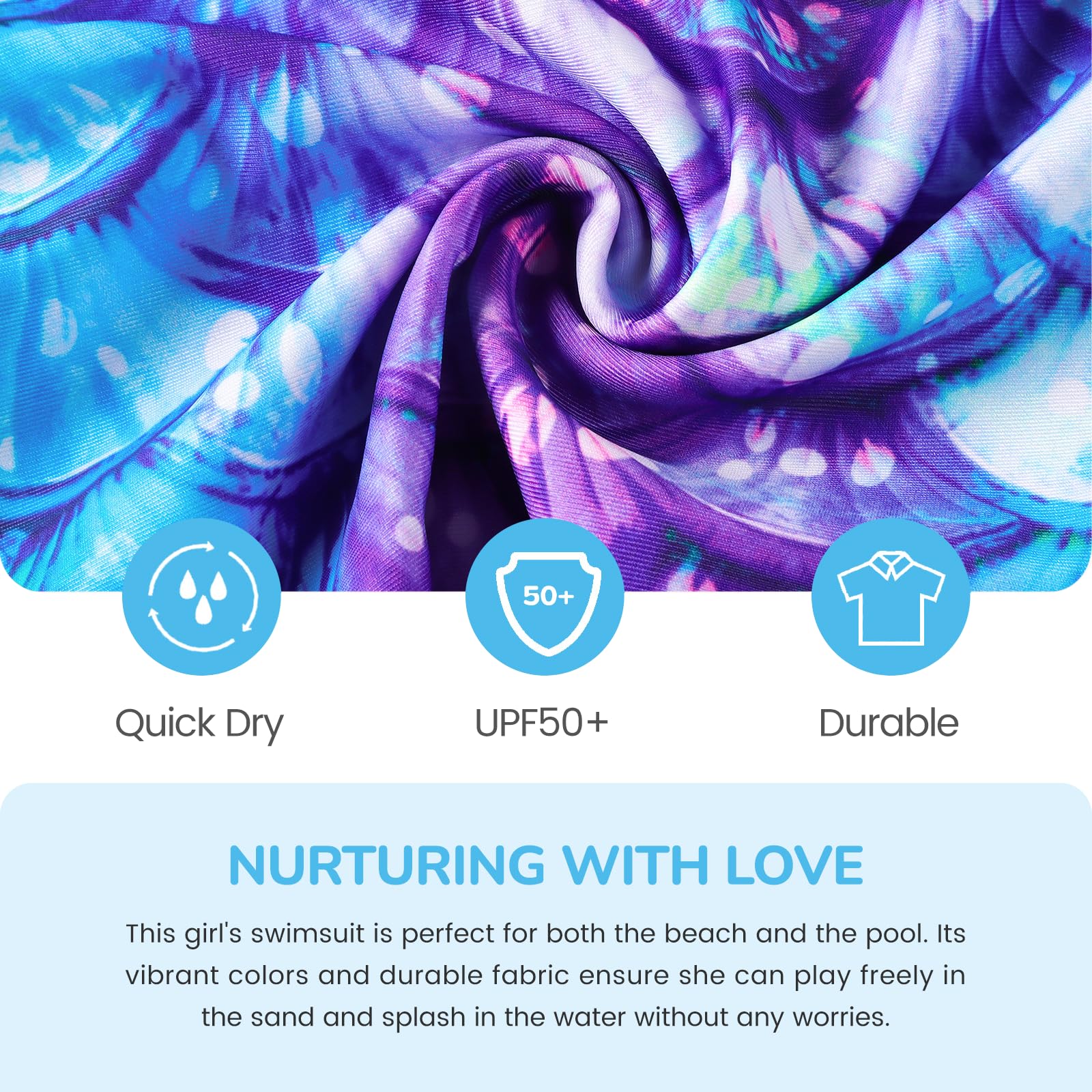 Snapklik.com : Girls Rash Guard Sets Blue Shiny Mermaid Long Sleeves ...