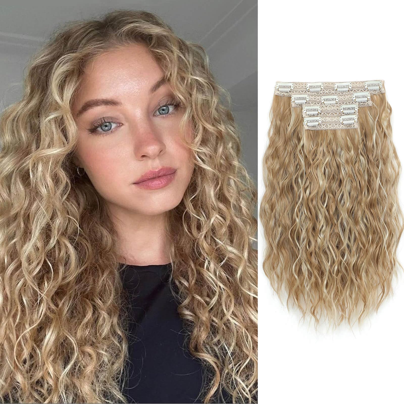 Amazon.com : MORICHY Blonde Hair Extensions Clip in curly hair clip in ...