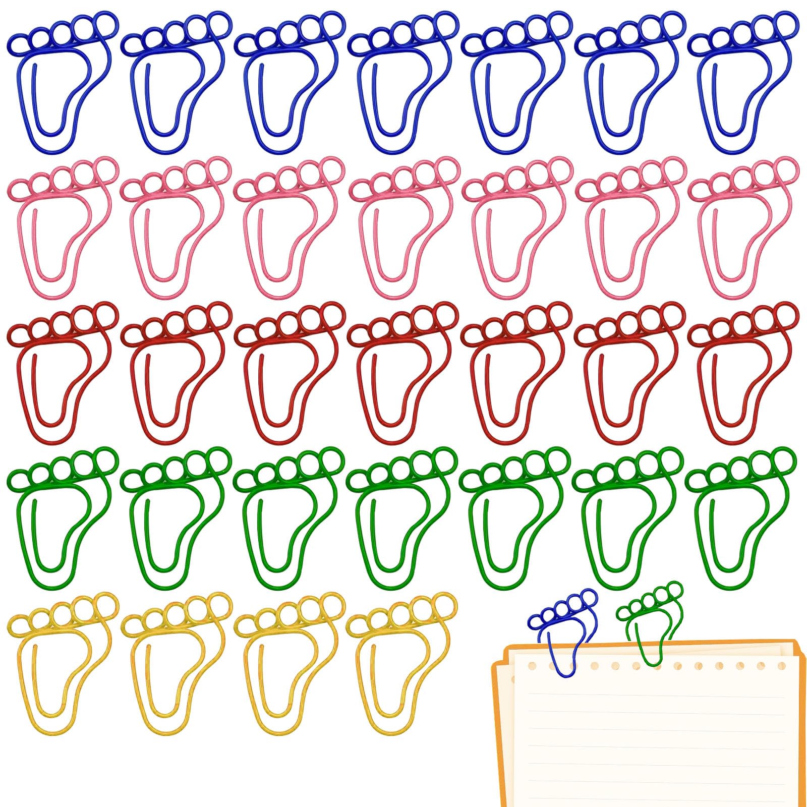 Amazon.com : 100 PCS Footprint Shape Paper Clips, Assorted Colored ...