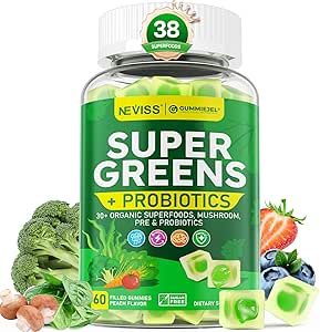 Amazon.com: Organic Super Greens Daily Gummies + Probiotics, Spirulina ...
