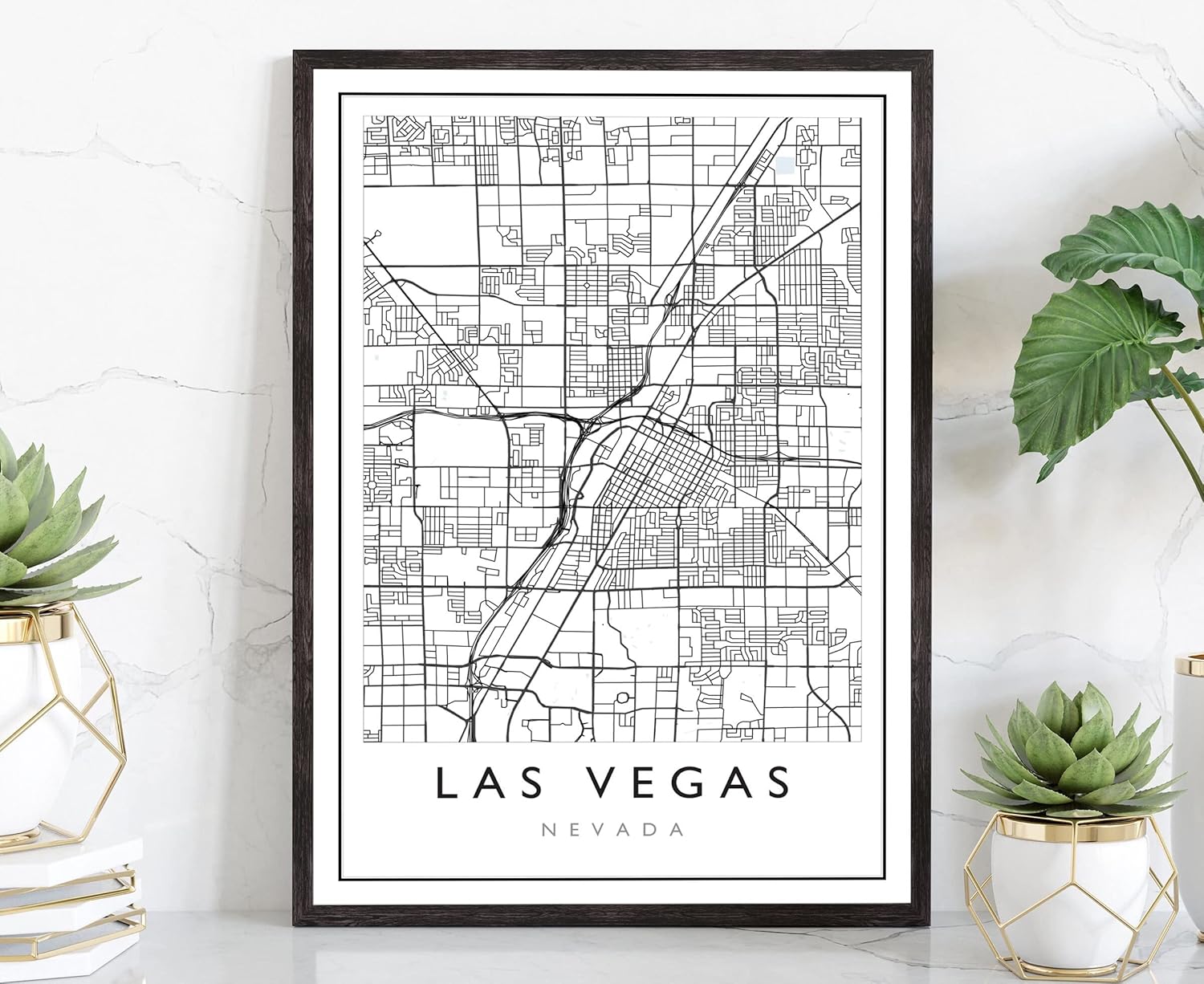 Amazon.com: Las Vegas Nevada City Map, Las Vegas Nevada Road Map Poster ...