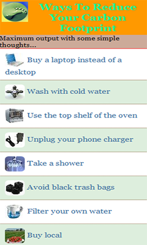 Ways To Reduce Your Carbon Footprint - App on Amazon Appstore