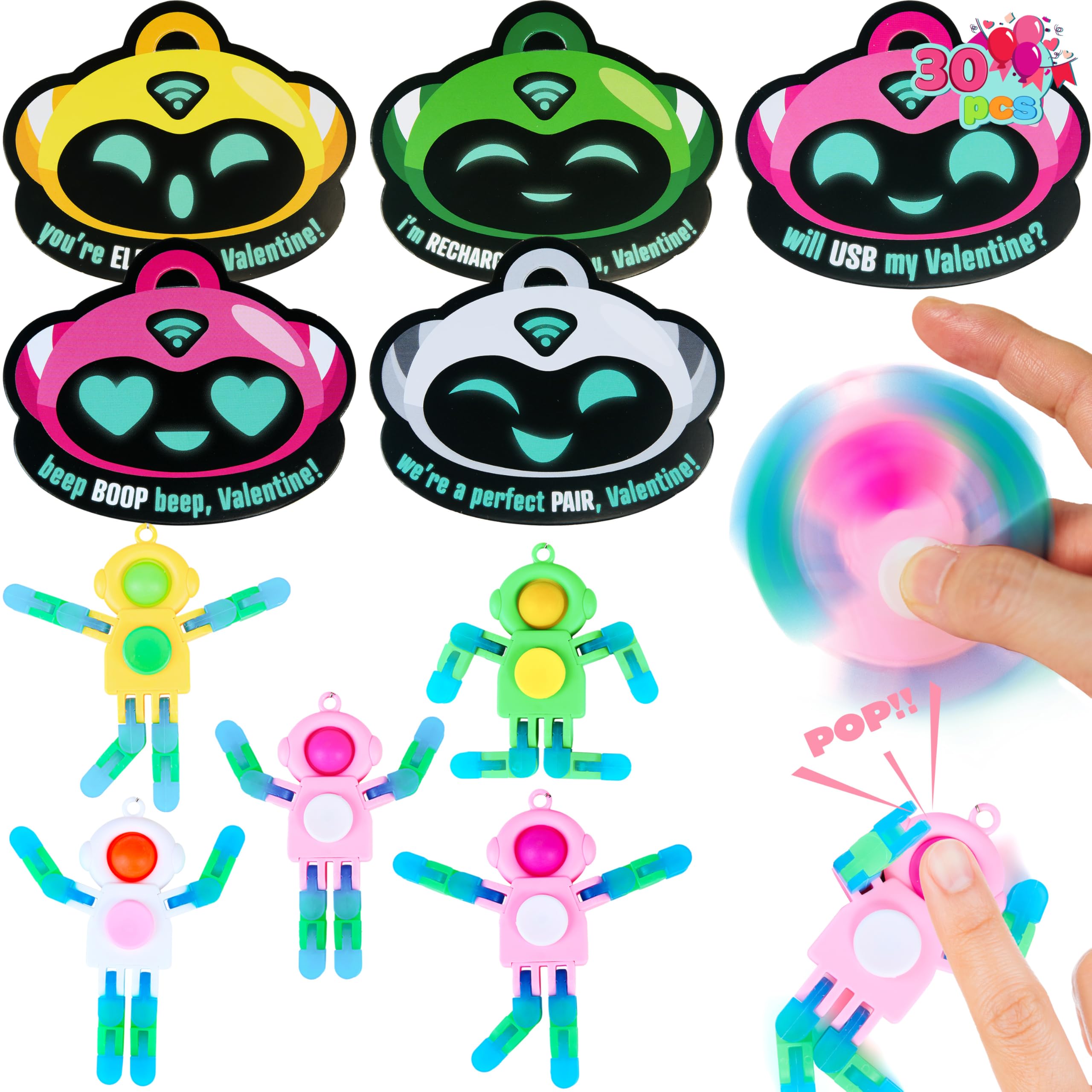 Amazon.com: JOYIN 30 Packs Valentine's Day Gift Cards with Robot ...