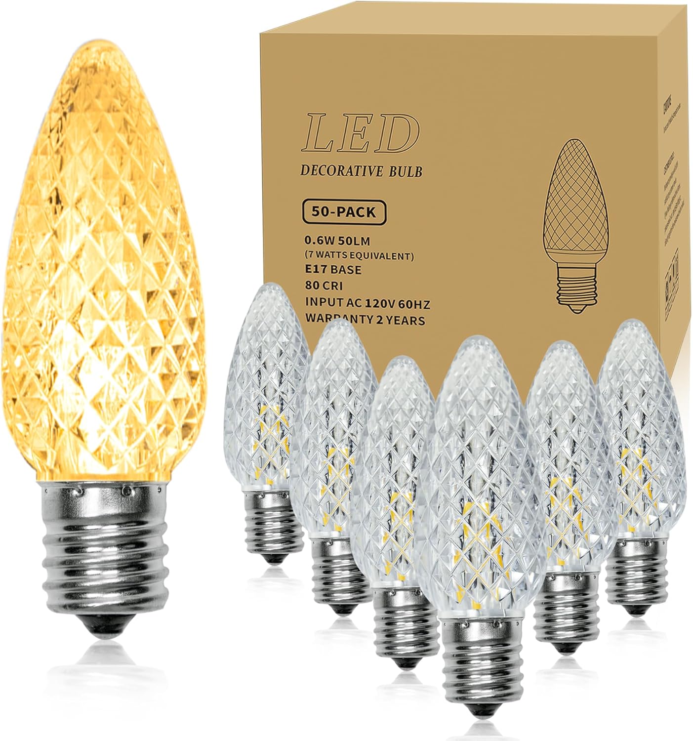 EMYMLITE 50 Pack C9 LED Christmas Light Bulbs, Shatterproof ...