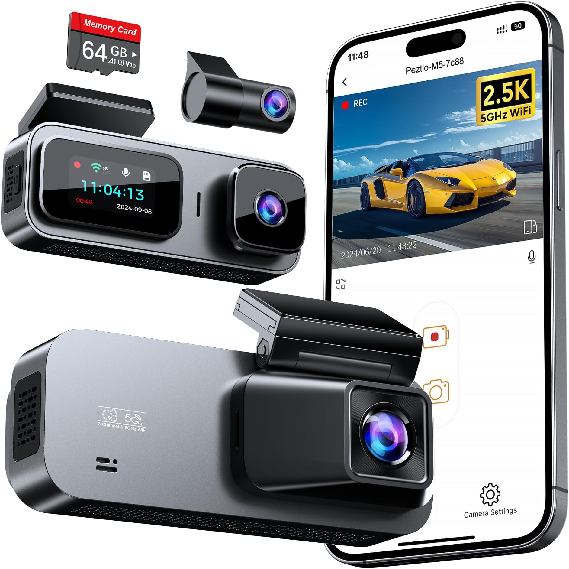 Amazon.com: DDPAI 4K Dash Cam Front and Rear, 2160P+1080P Dash Camera ...