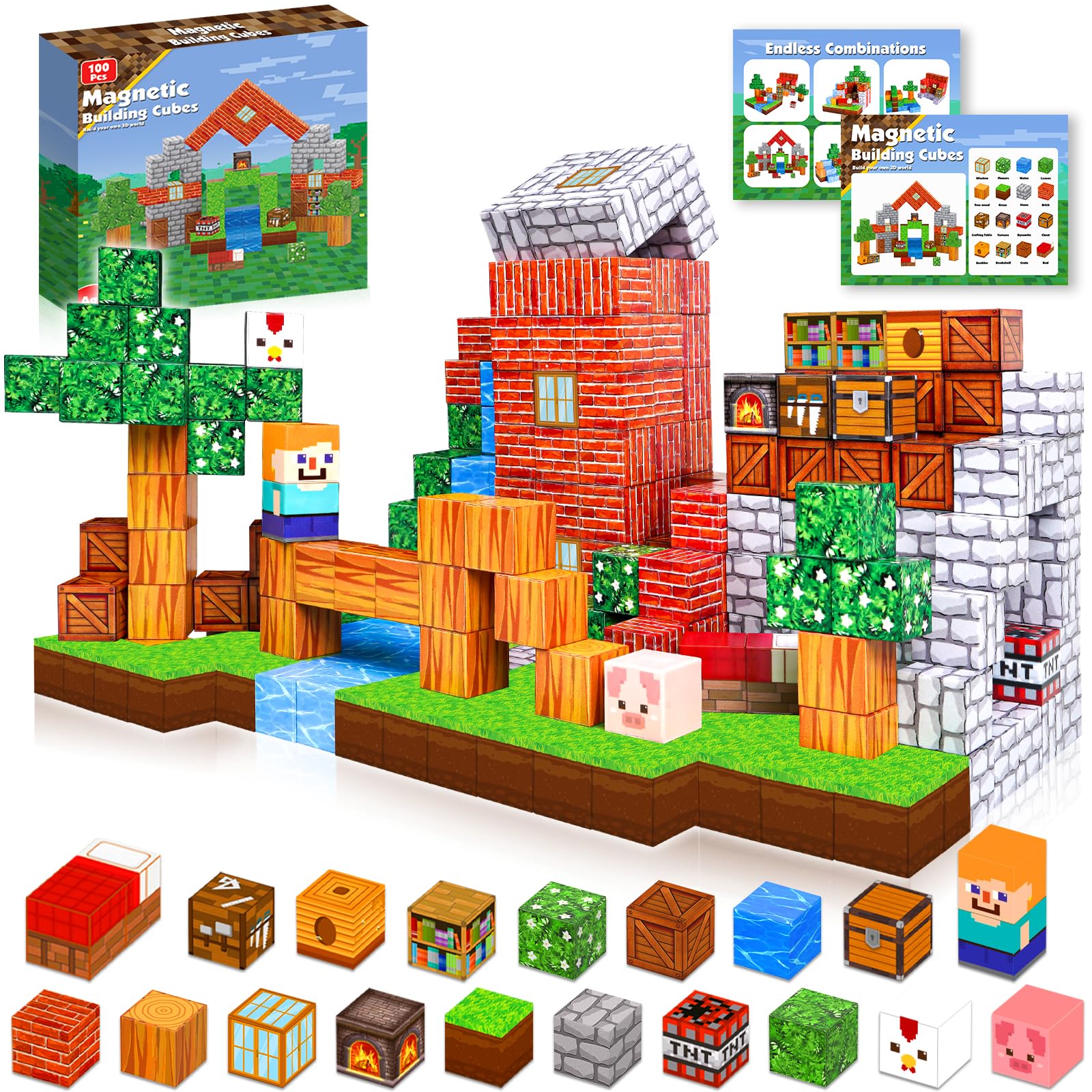 Amazon.com: Goody King Magnetic Blocks |100PCS Magnetic Building Cube Game, Constructions Toys ...