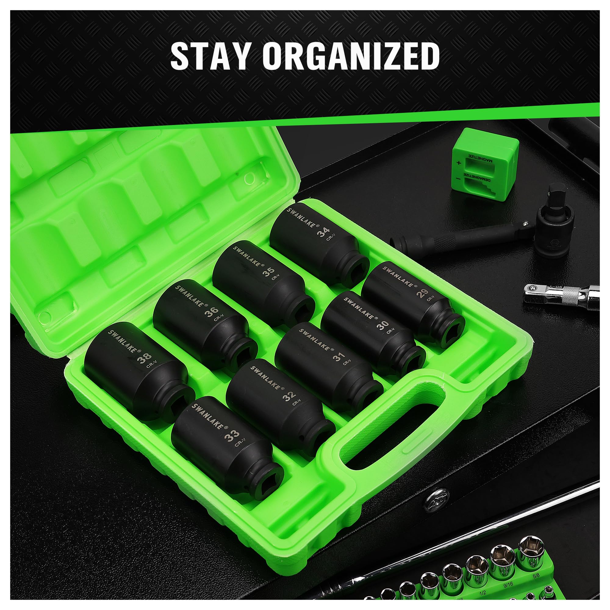 Snapklik.com : SWANLAKE 9PCS 1/2" Metric Impact Socket Set